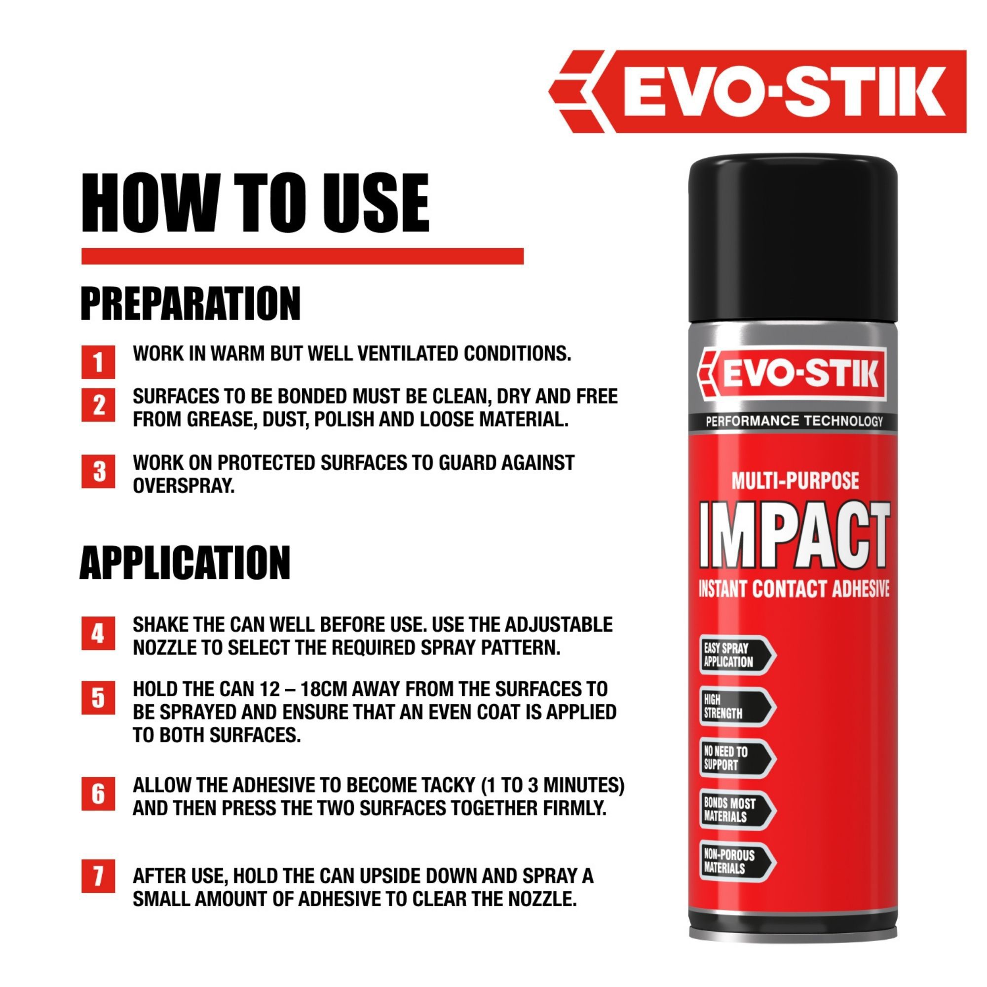 Evo-Stik Impact Solvent-based Spray contact adhesive 500ml