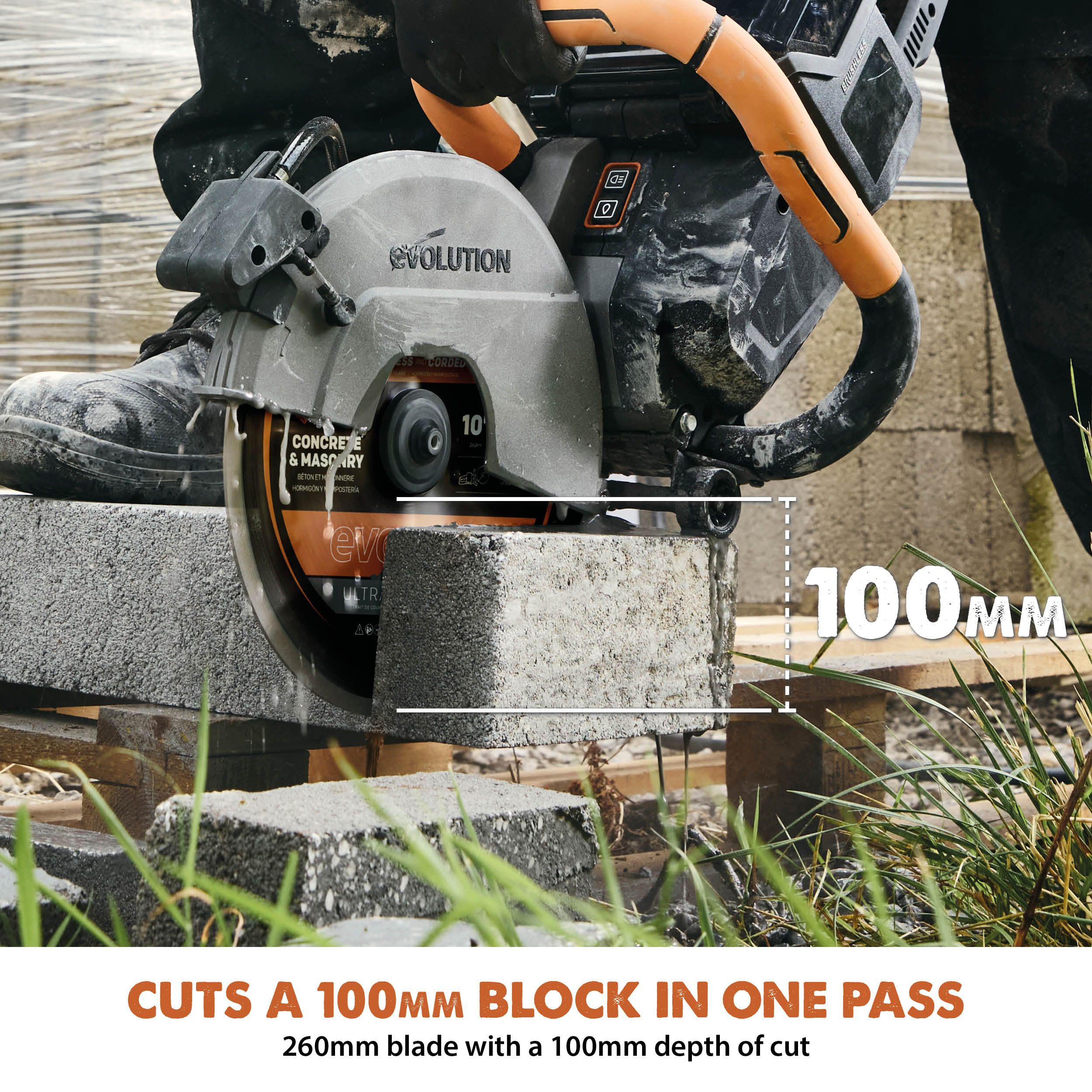 EVOLUTION 36V LI-ION EXT 260MM CORDLESS DISC CUTTER - R260DCT-LI