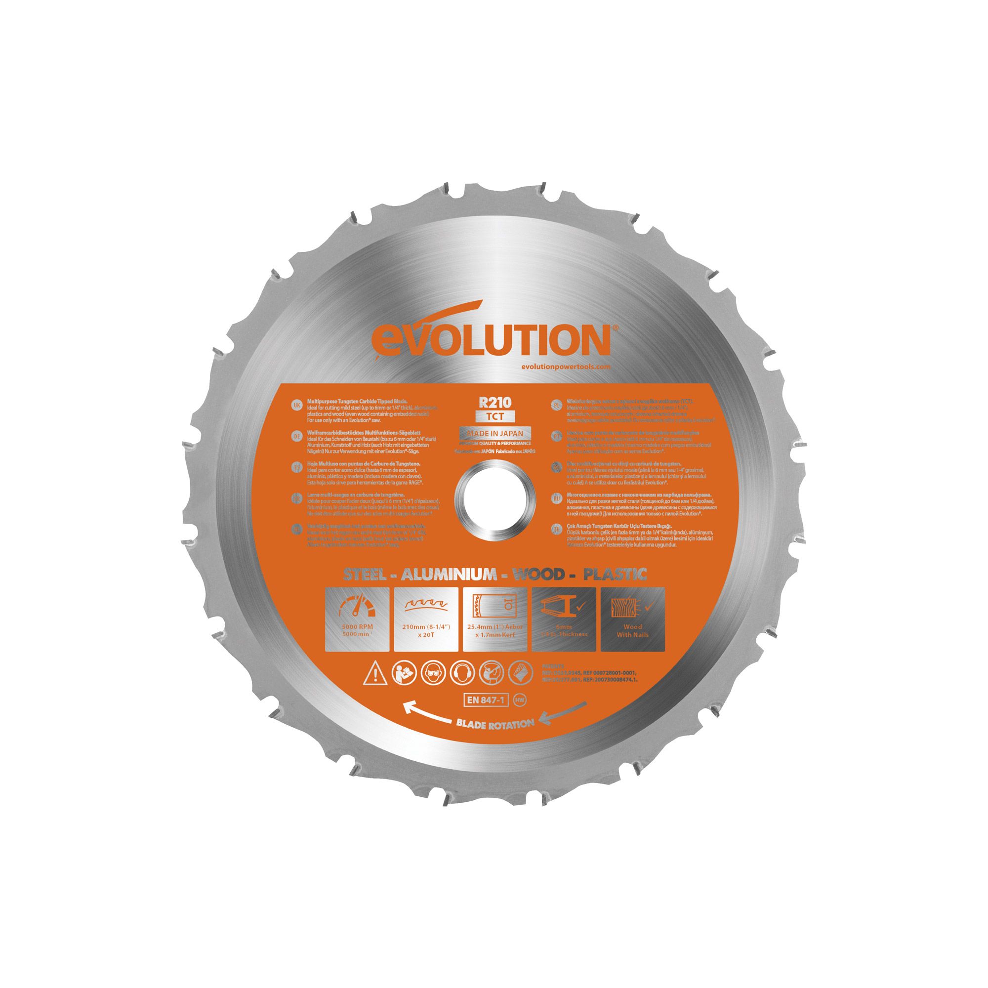 Evolution Rage 210mm Circular saw blade 20T - R210 T20