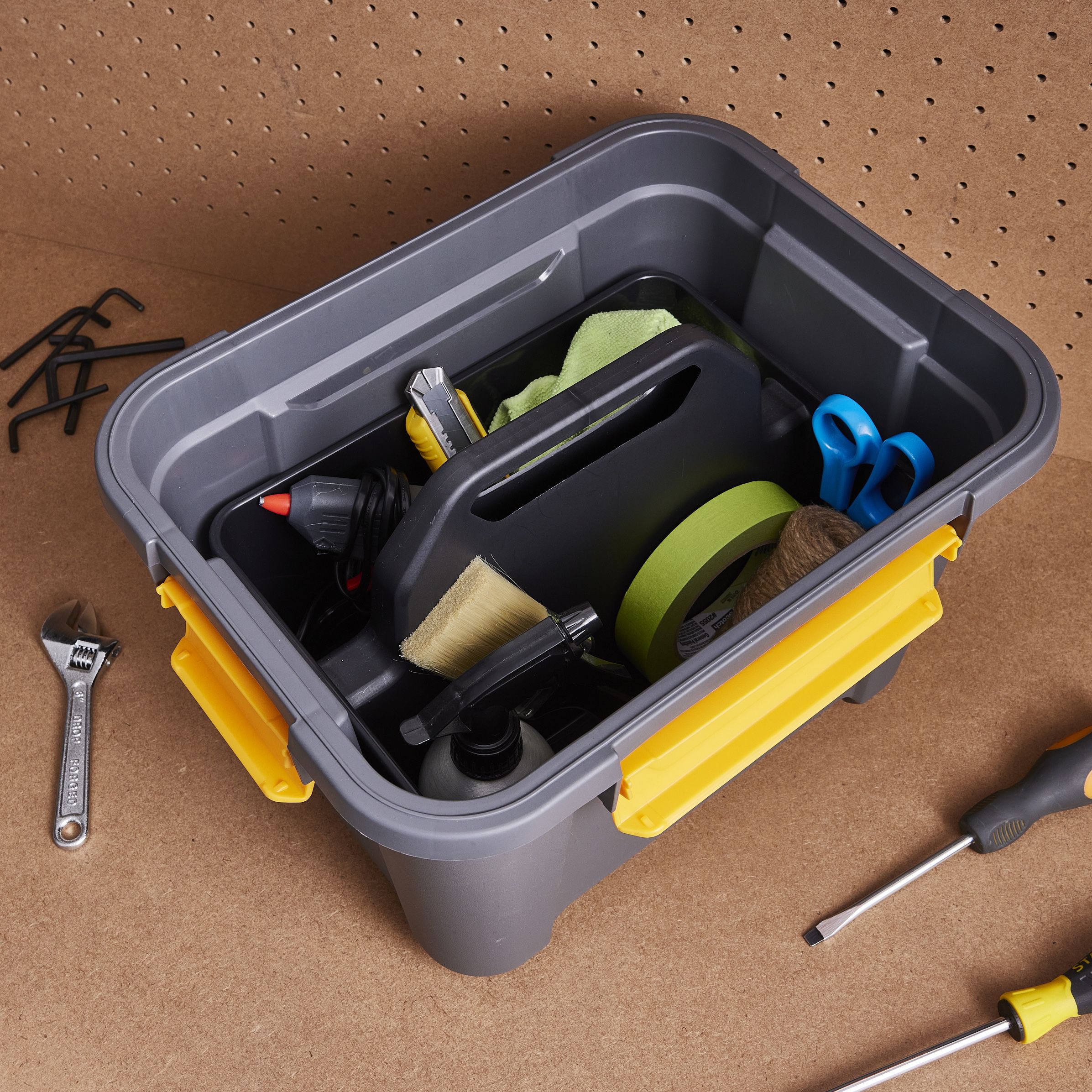 Ezy Storage Bunker tough Grey Insert caddy with 2 compartments