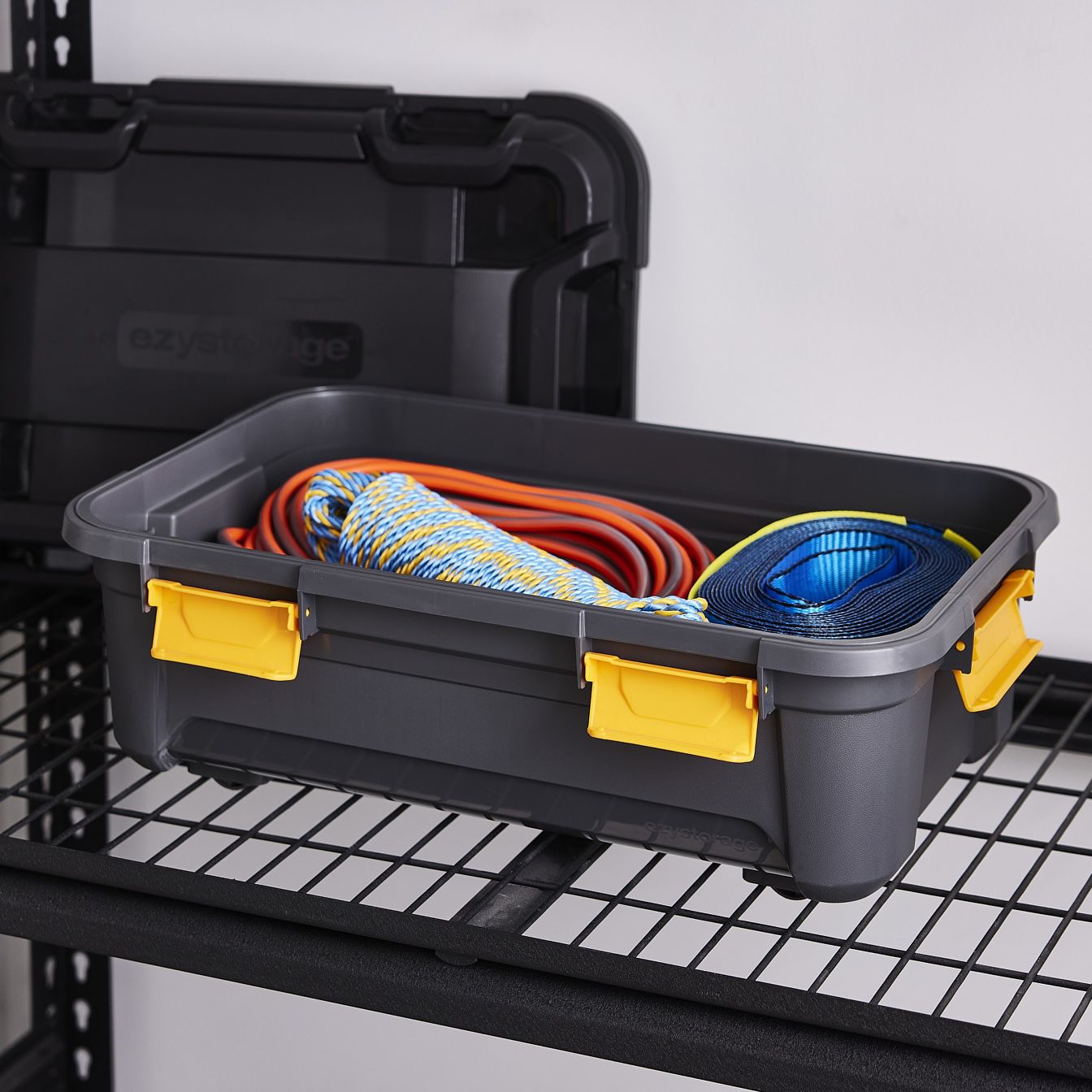Ezy Storage Bunker tough Heavy duty Black 31L Medium Plastic Stackable ...