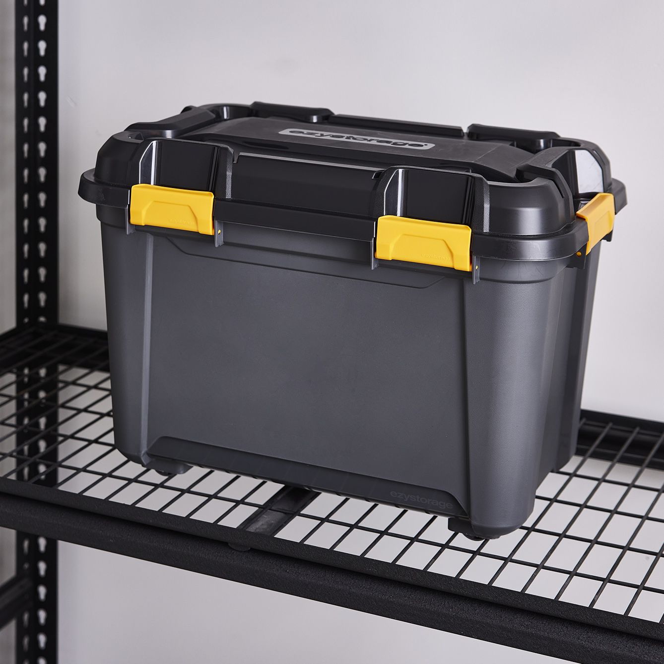 Ezy Storage Bunker tough Heavy duty Black 55L Medium Plastic Stackable ...