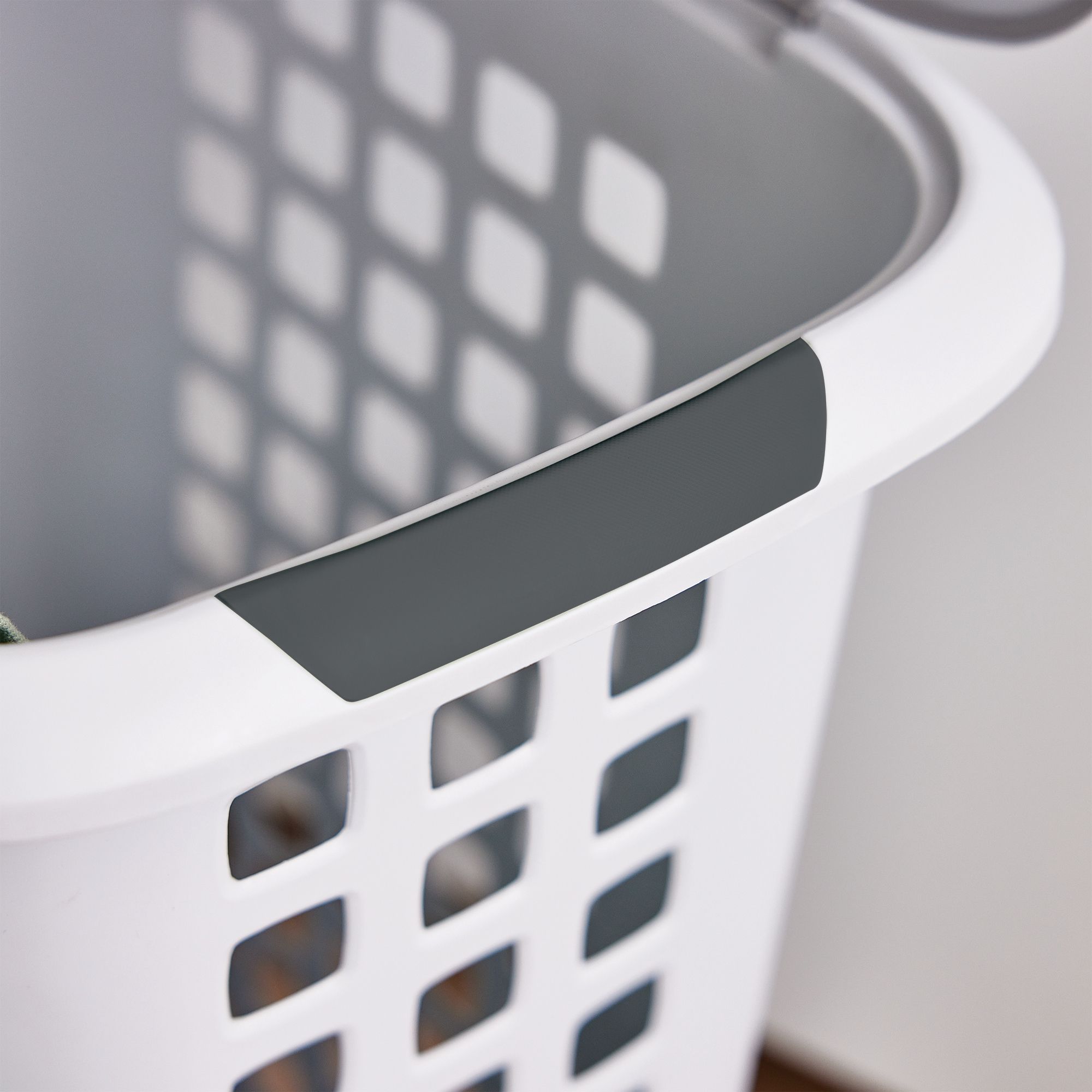 Ezy Storage Encore Matt White Plastic Large Laundry hamper, 63L