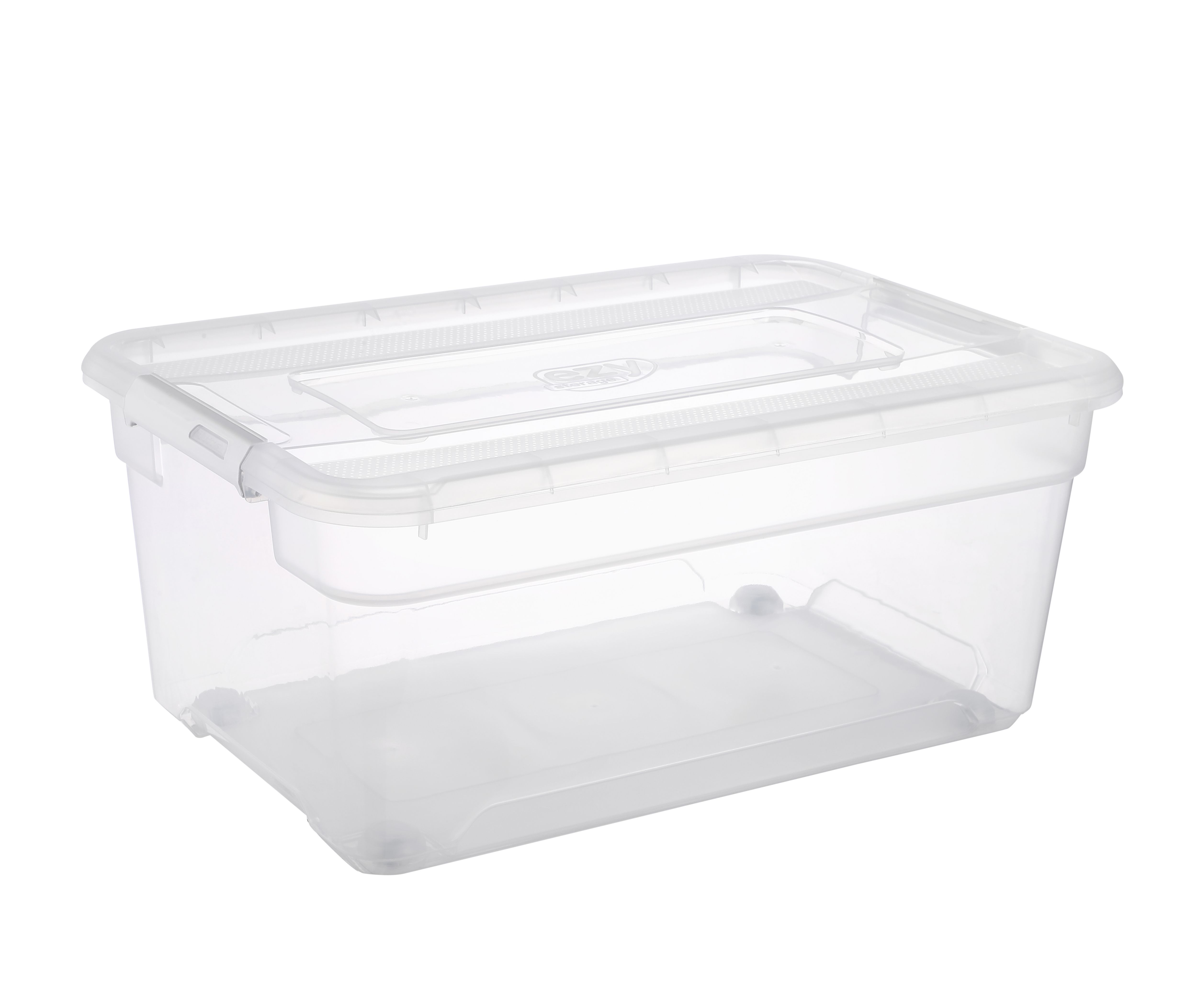 Ezy Storage Solutions+ Clear 40L Large Plastic Stackable Wheeled ...