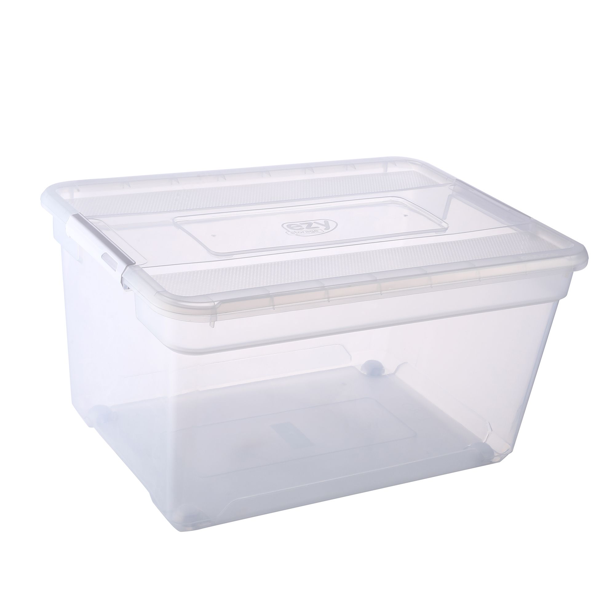 Ezy Storage Solutions+ Clear 80L XL Plastic Stackable Wheeled Storage ...