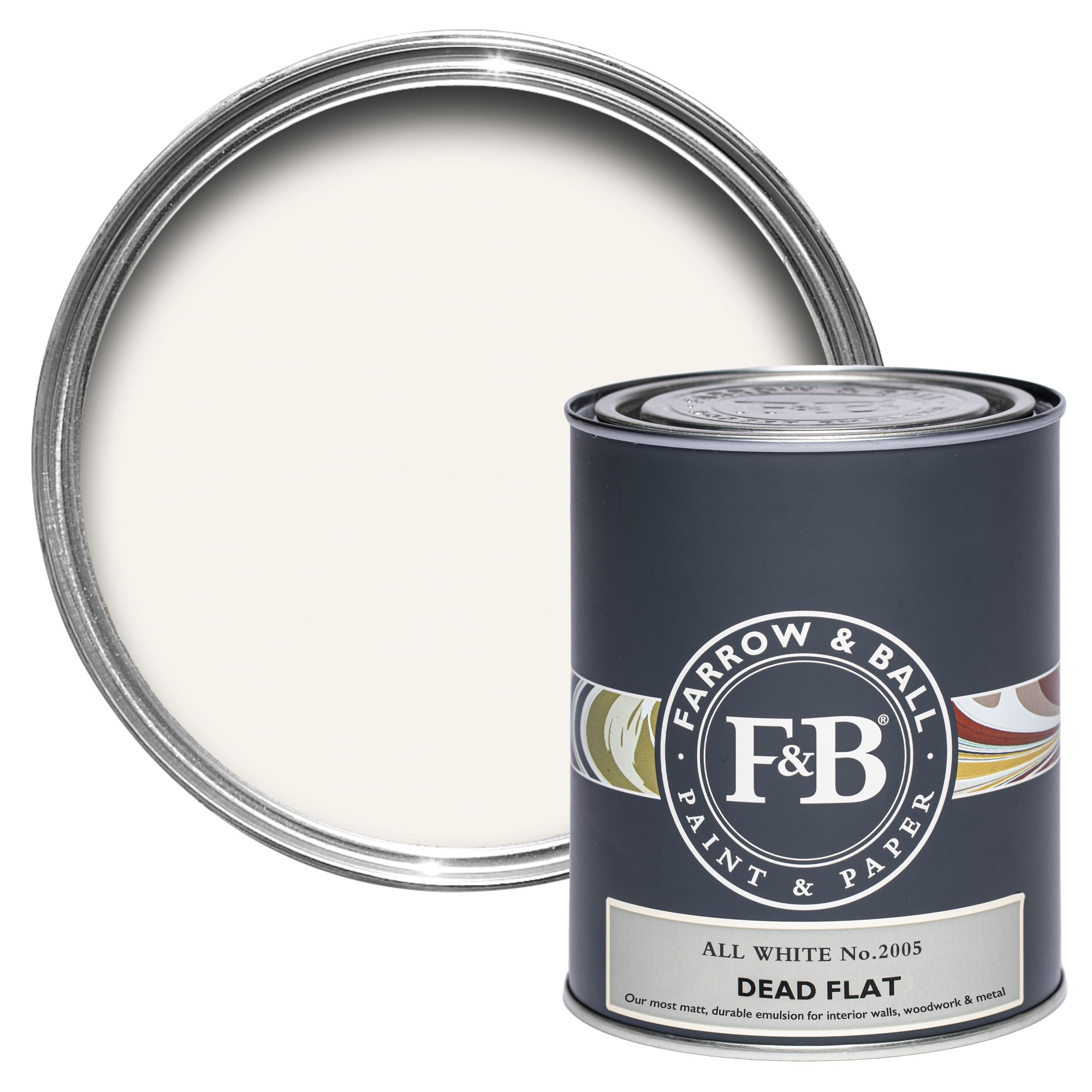 Farrow & Ball All White No.2005 Dead-Flat Matt Multi-surface Emulsion ...
