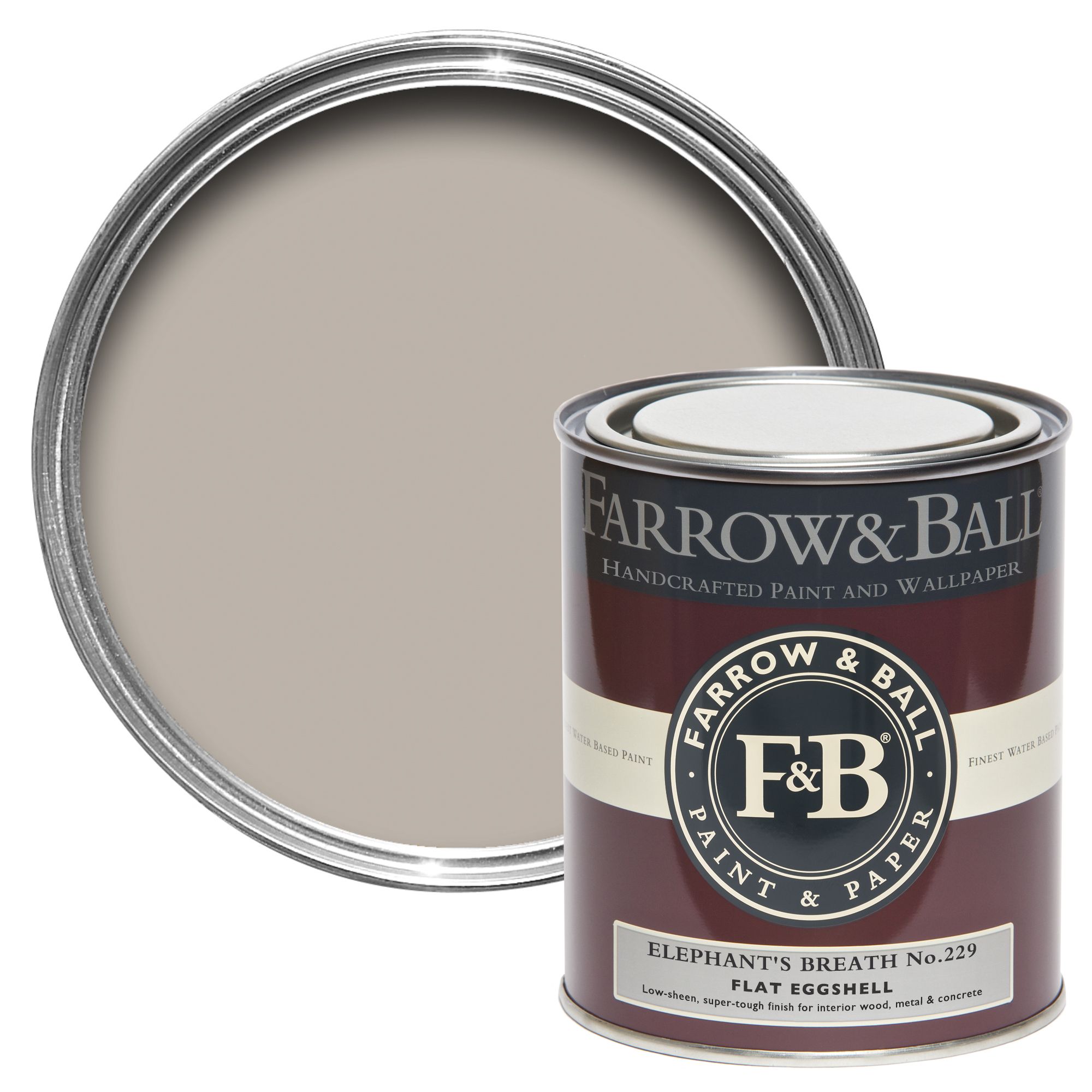 Farrow & Ball Elephants Breath No.229 Flat eggshell Topcoat Paint, 750ml Tin