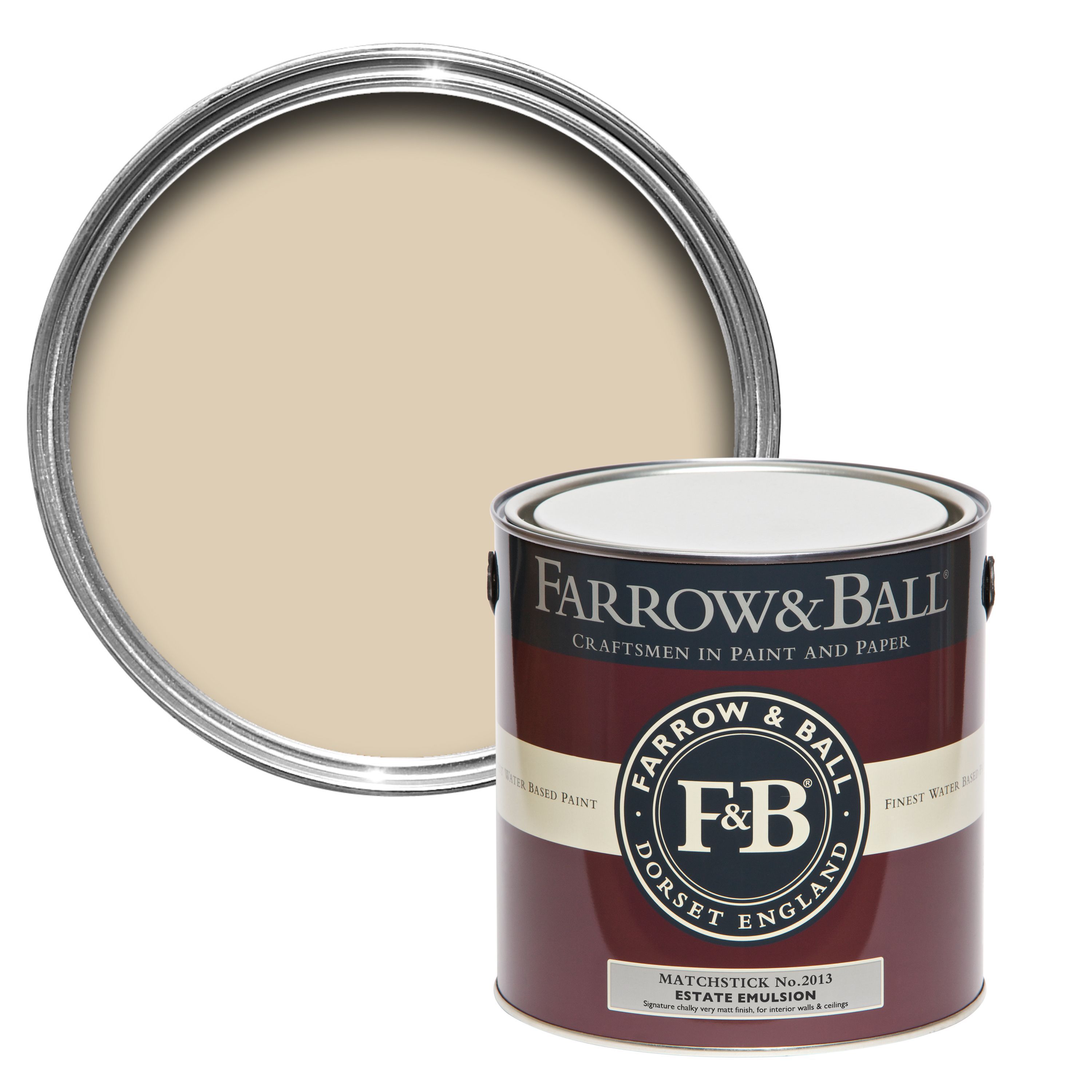 Farrow & Ball Estate Matchstick No.2013 Matt Emulsion paint, 2.5L at B&Q