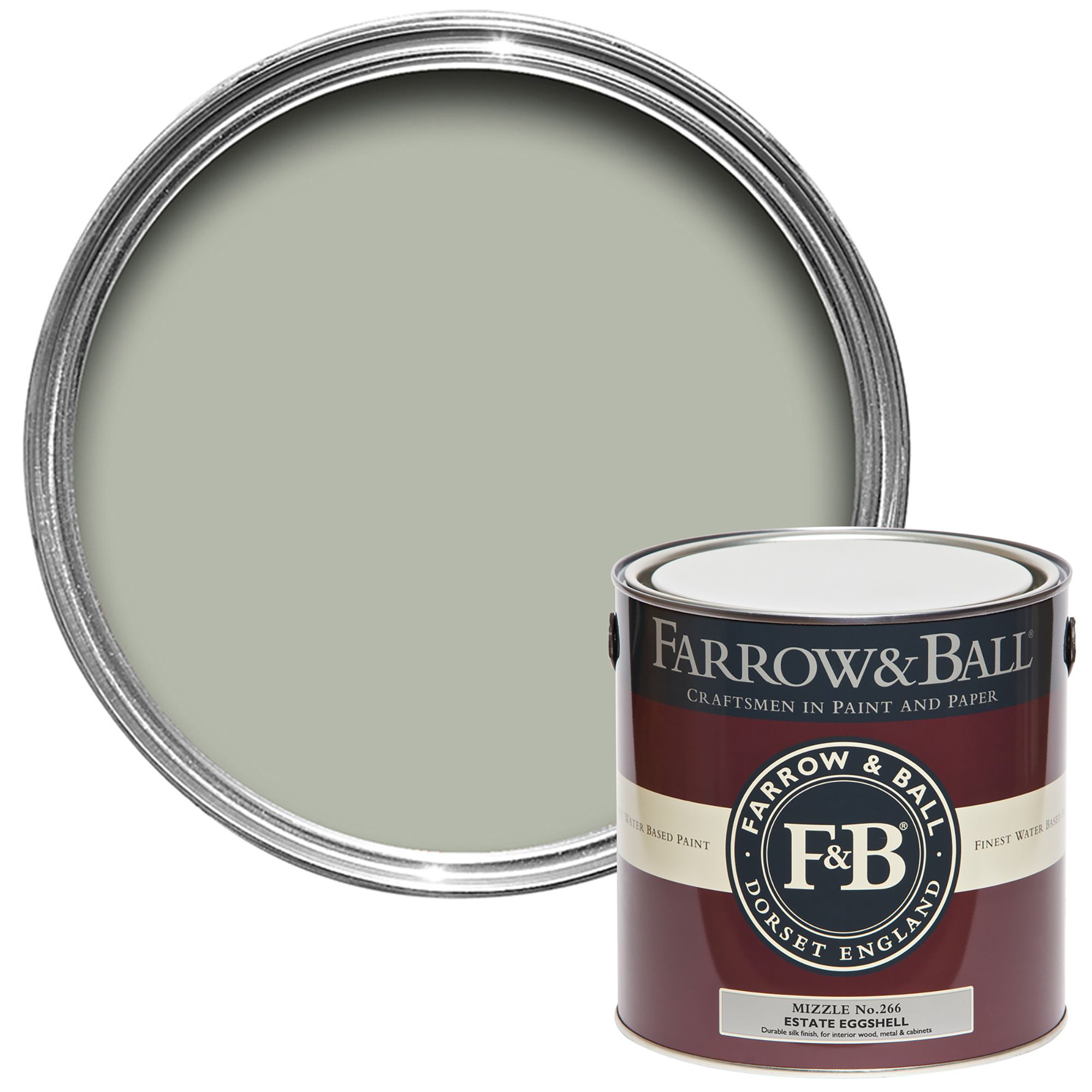Farrow & Ball Estate Mizzle No.266 Eggshell Paint, 2.5L | DIY at B&Q