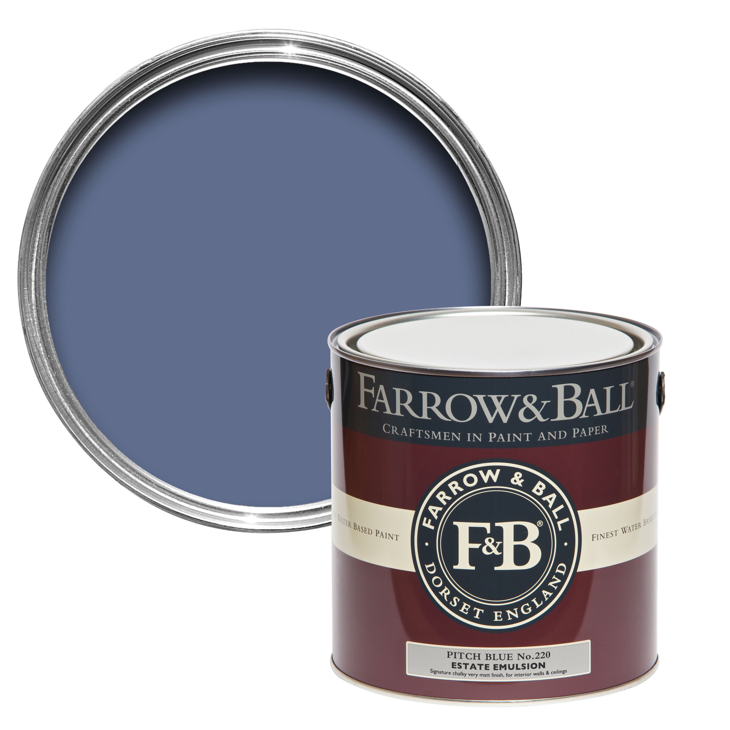 Farrow & Ball Estate Pitch blue No.220 Matt Emulsion paint, 2.5L | DIY ...
