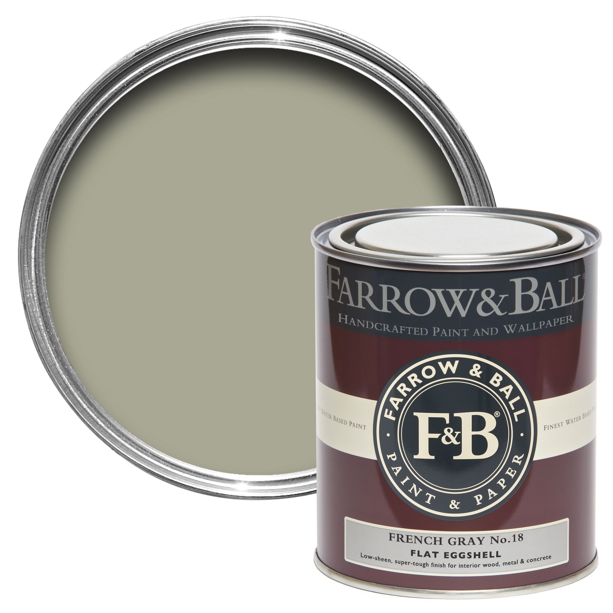 Farrow & Ball French Gray No.18 Flat eggshell Multi-surface Topcoat ...