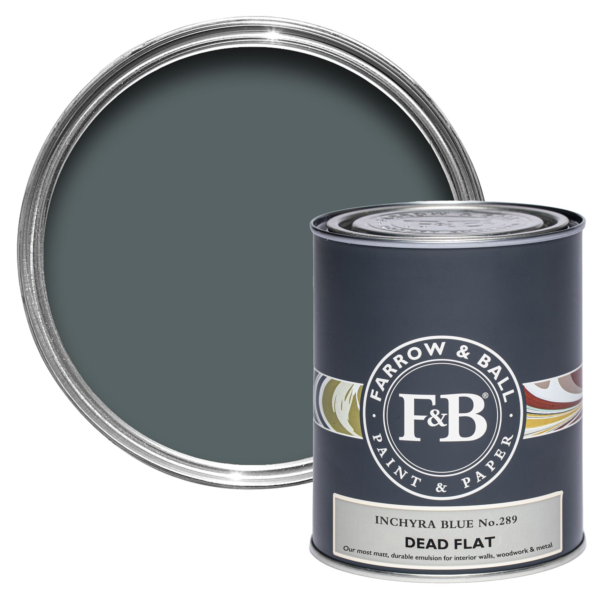 Farrow & Ball Inchyra Blue No.289 Dead-Flat Matt Multi-surface Emulsion ...