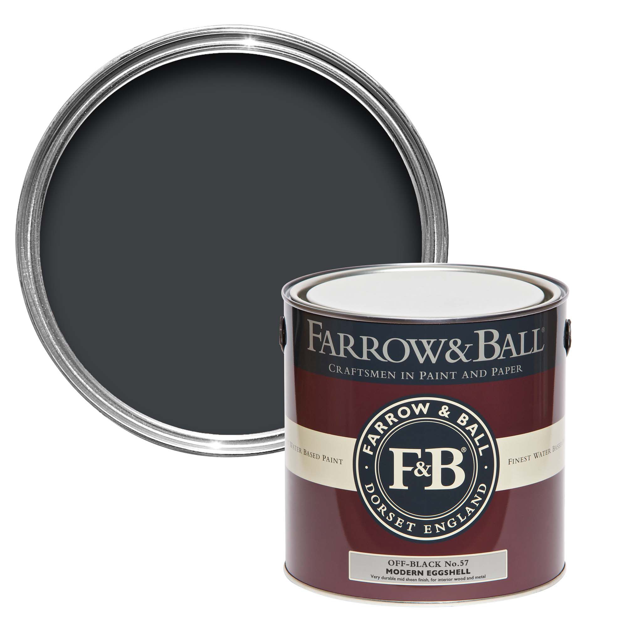 Farrow & Ball Modern Off-Black No.57 Eggshell Paint, 2.5L | DIY at B&Q