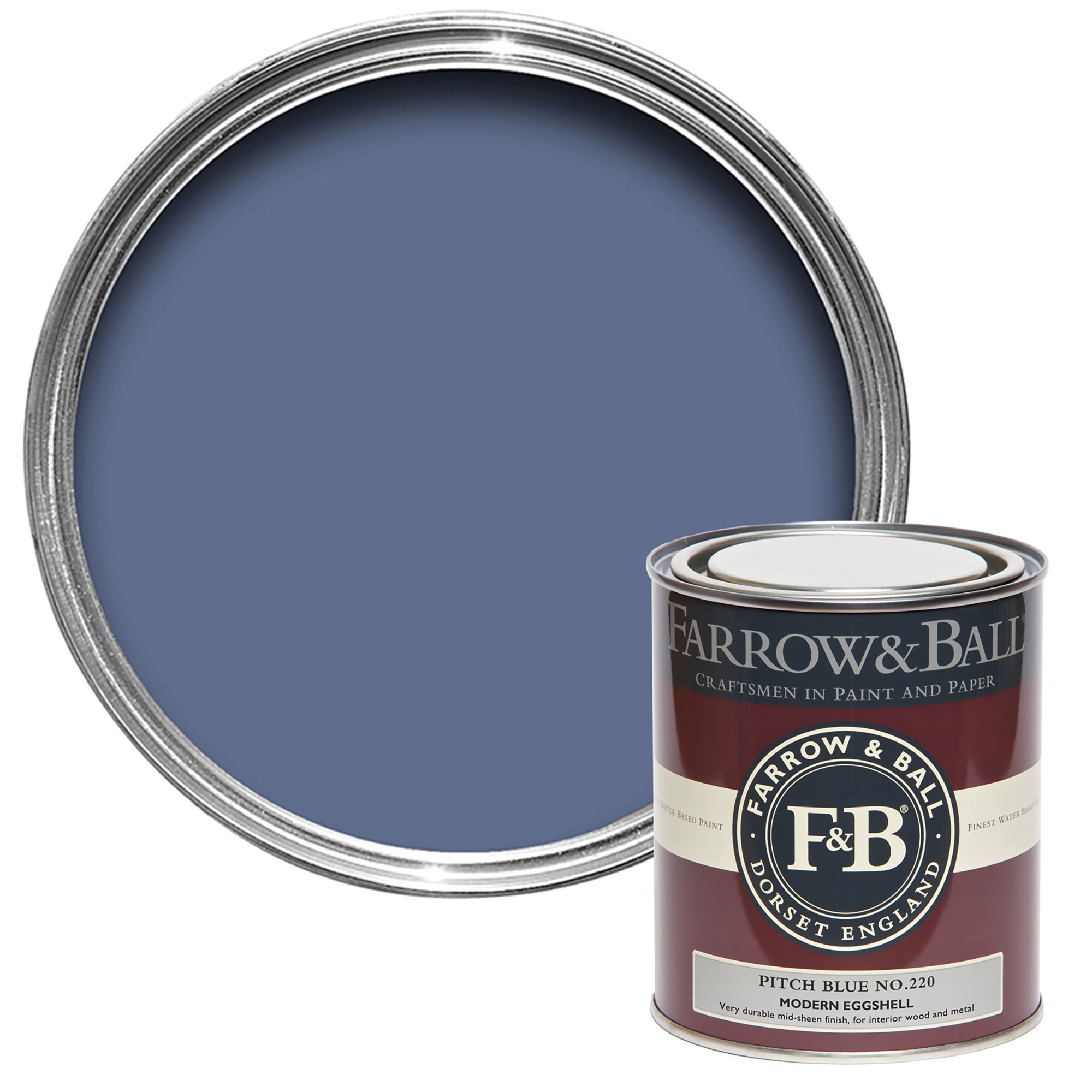 Farrow & Ball Modern Pitch Blue No.220 Eggshell Paint, 750ml | DIY at B&Q