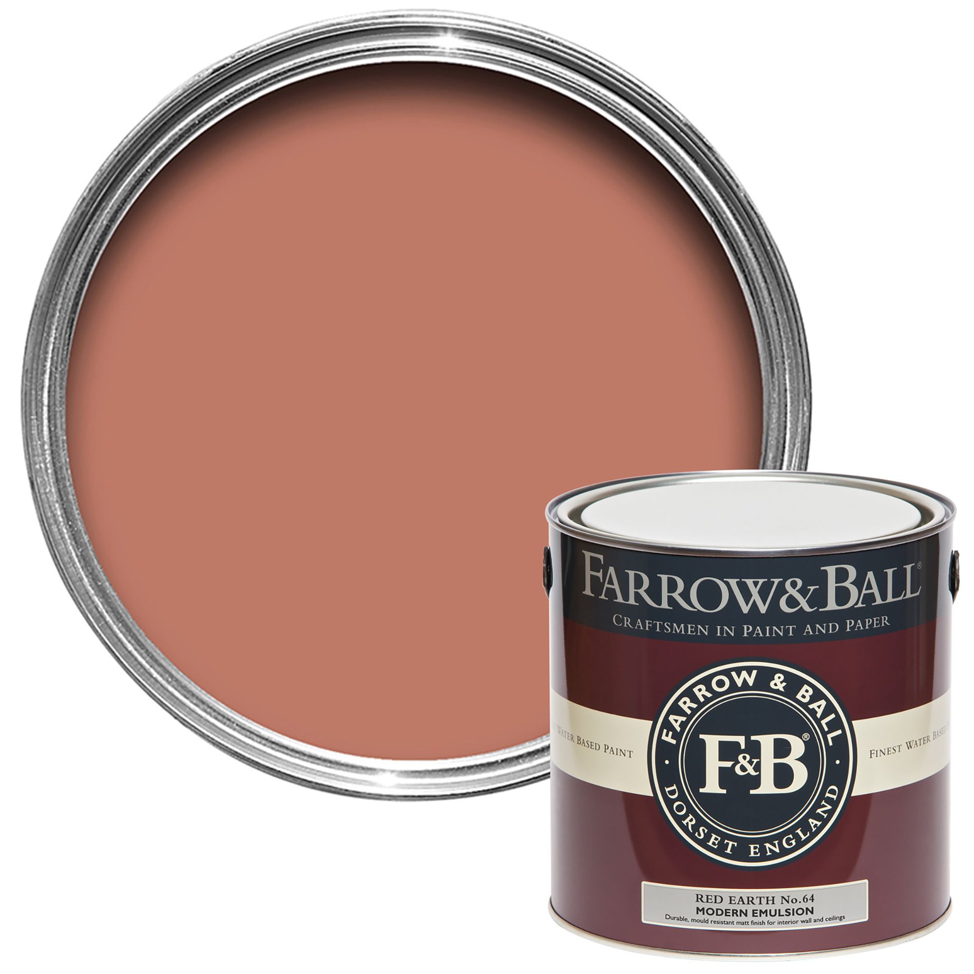 Farrow & Ball Modern Red Earth No.64 Matt Emulsion paint, 2.5L | DIY at B&Q