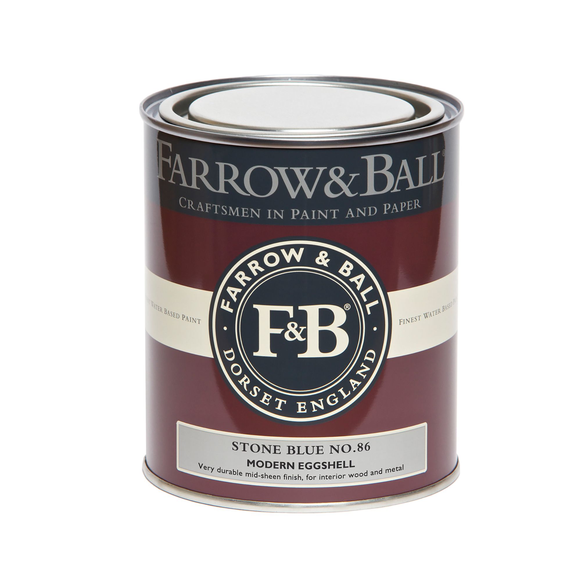 Farrow & Ball Modern Stone Blue No.86 Eggshell Paint, 750ml