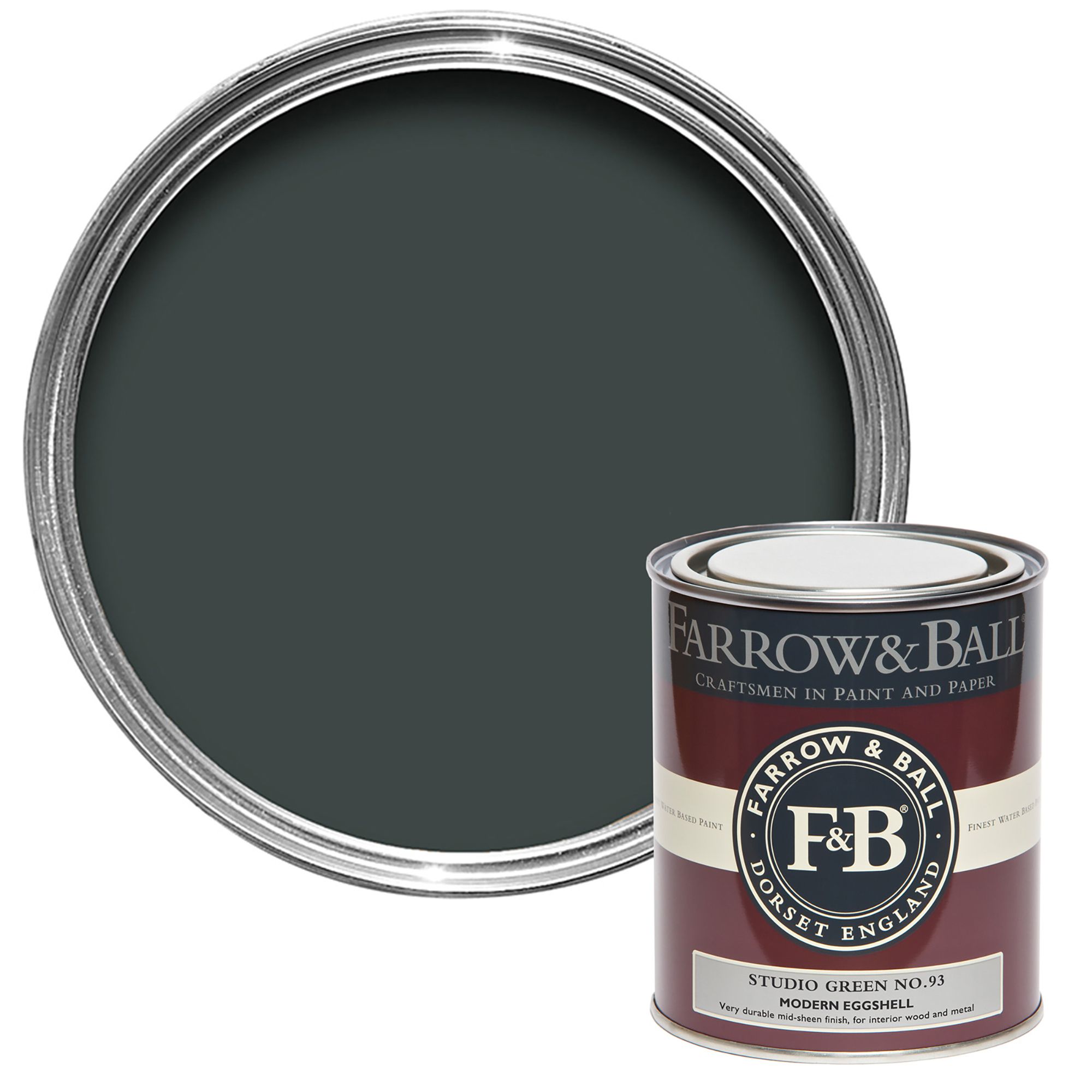 Farrow & Ball Modern Studio Green No.93 Eggshell Paint, 750ml at B&Q