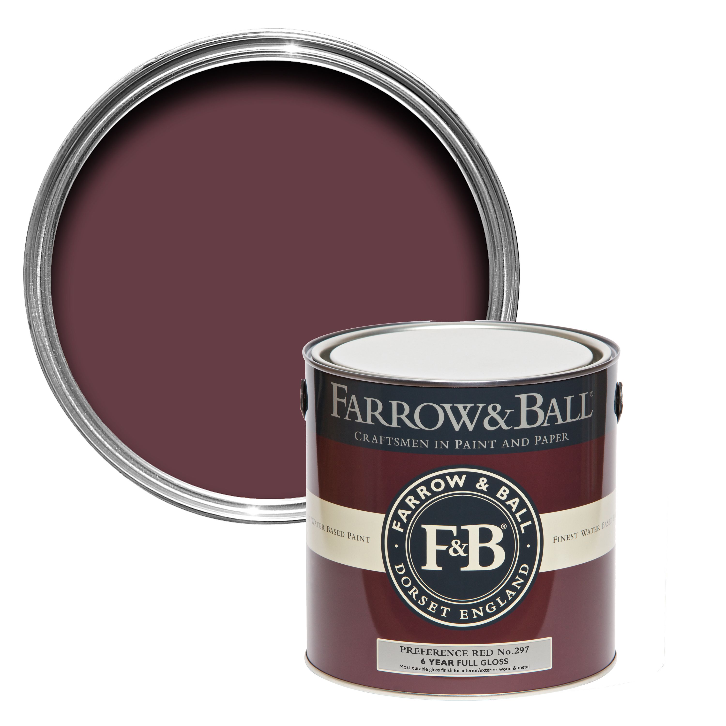 Farrow & Ball Preference red No.297 Gloss Metal & wood paint, 2.5L ...