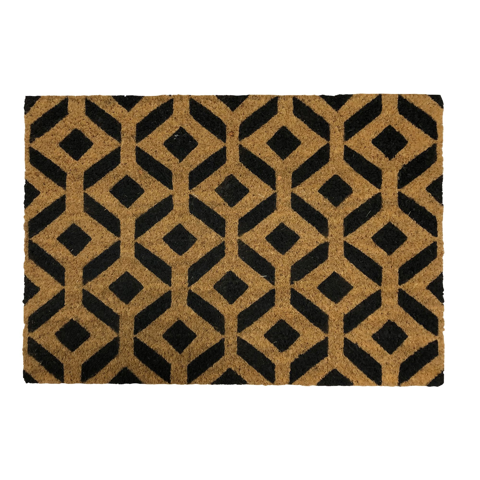 Fashion Dark grey Geo trellis Door mat, 40cm x 58cm | DIY at B&Q