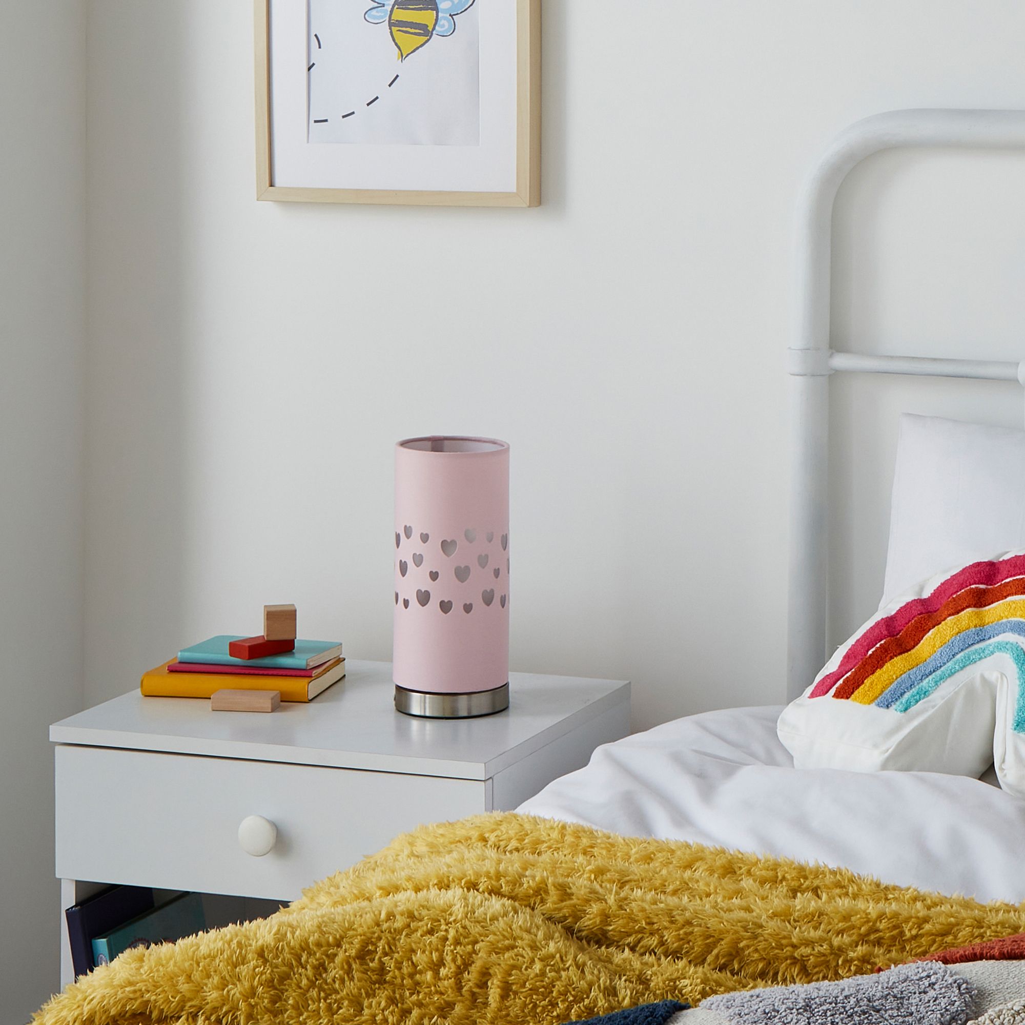 Faven Heart Pink Integrated LED Cylinder Table lamp