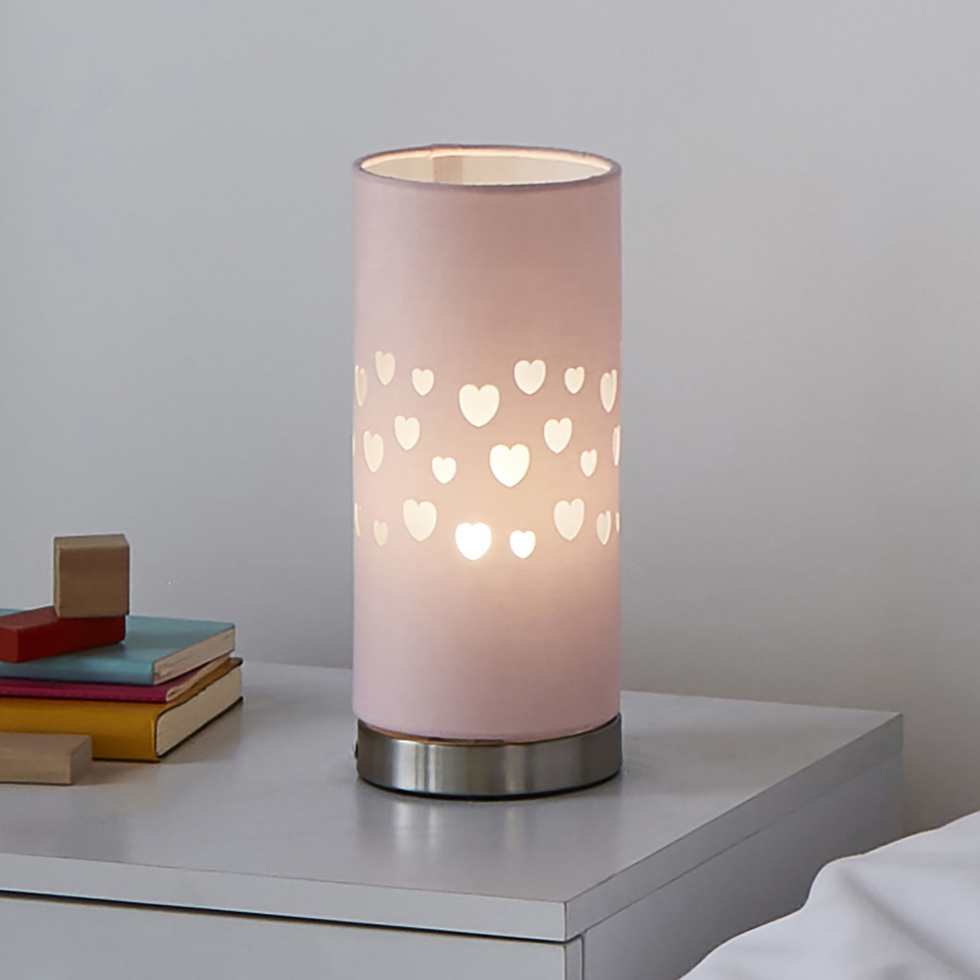 Faven Heart Pink Integrated LED Cylinder Table lamp | DIY at B&Q