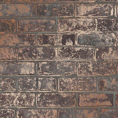 Fine Décor Brown Brick Wallpaper | DIY at B&Q