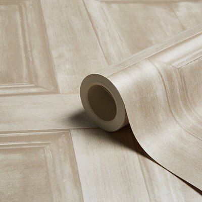 Fine Décor Cream Wood panel Smooth Wallpaper