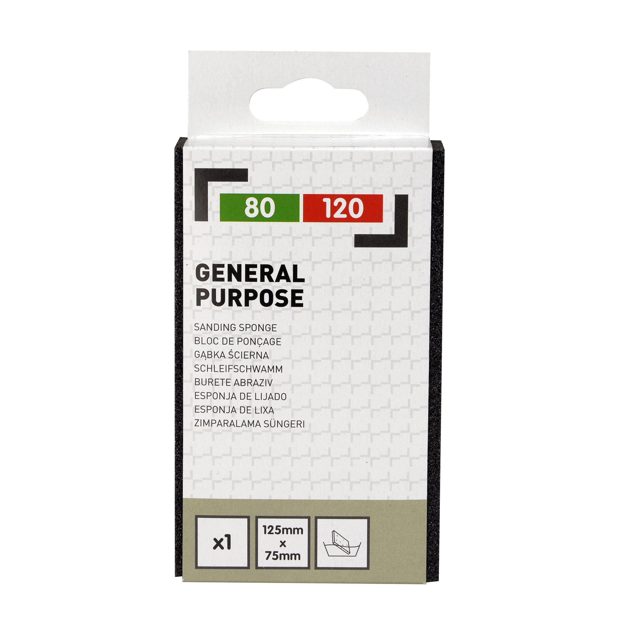 Fine/medium Sanding sponge (L)125mm (W)75mm, 23g