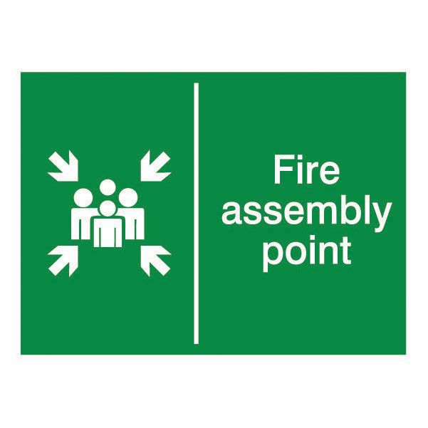 Fire assembly point PVC Safety sign, (H)150mm (W)200mm | DIY at B&Q