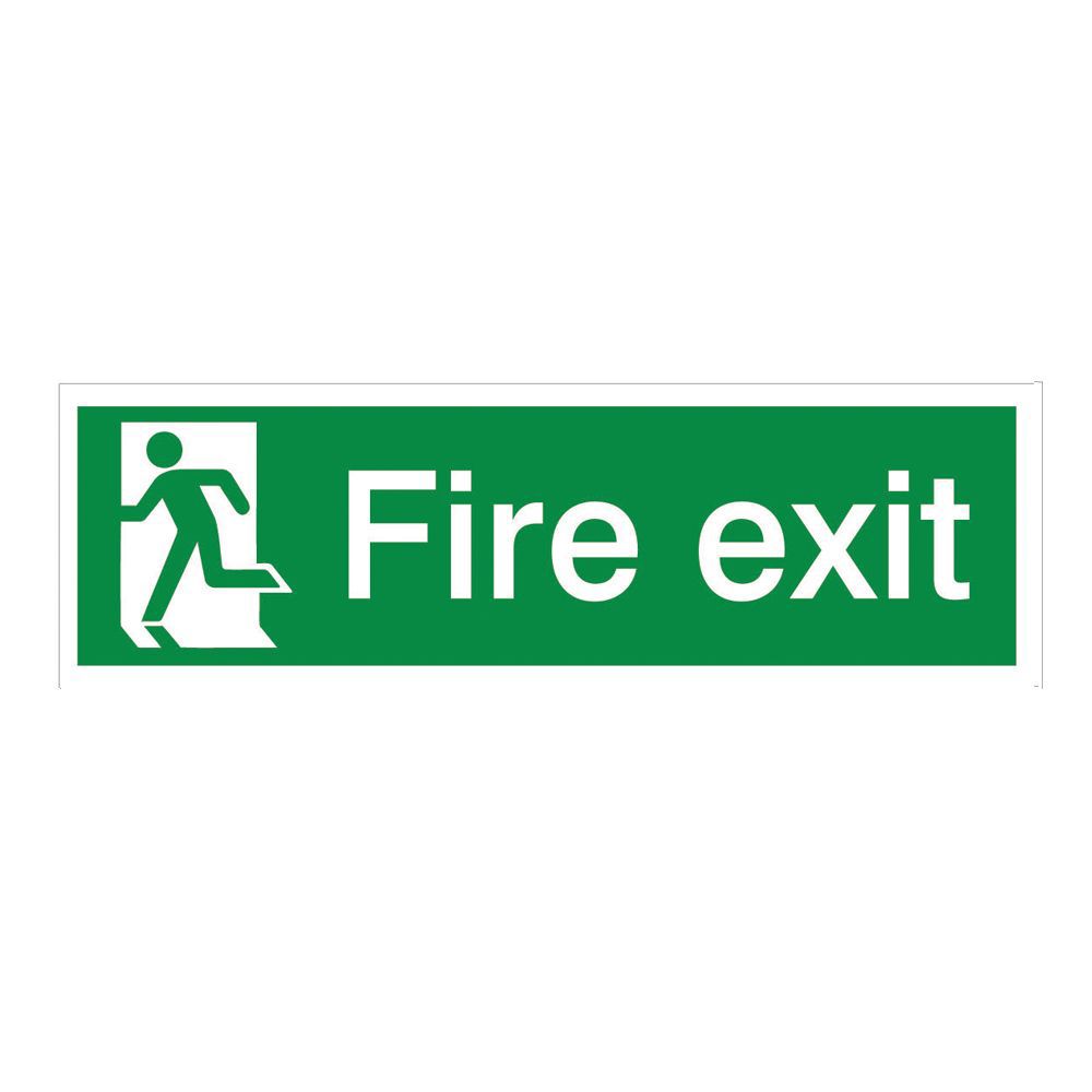 Fire exit running man left Polyvinyl chloride (PVC) Safety sign, (H ...