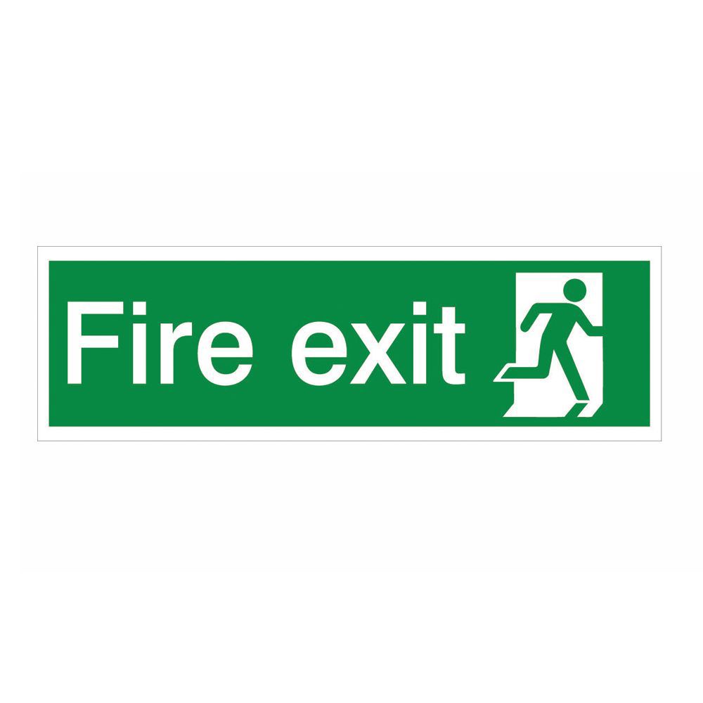 Fire exit running man right Polyvinyl chloride (PVC) Safety sign, (H ...