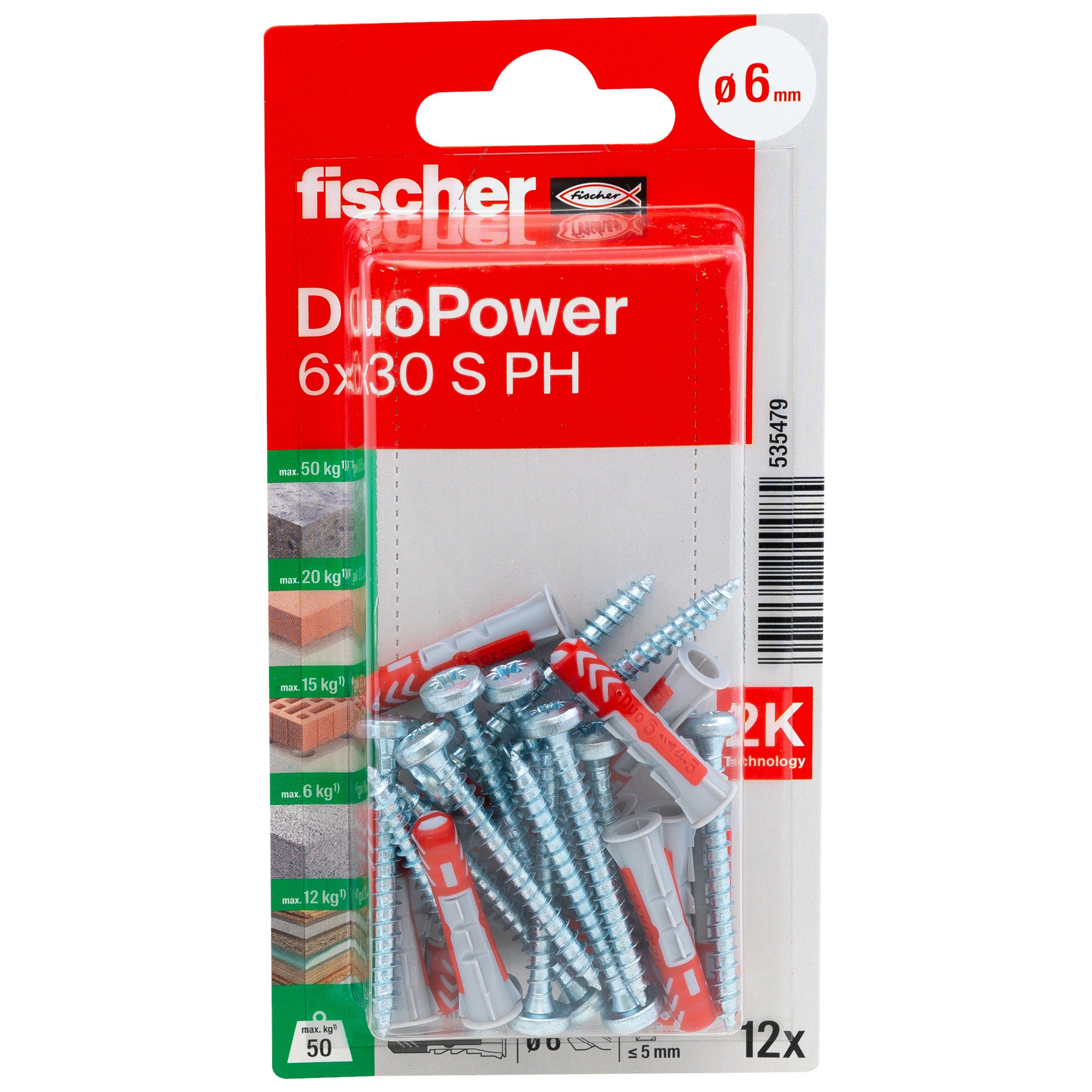 Fischer DuoPower Multicolour Multi-purpose screw & wall plug (Dia)6mm ...