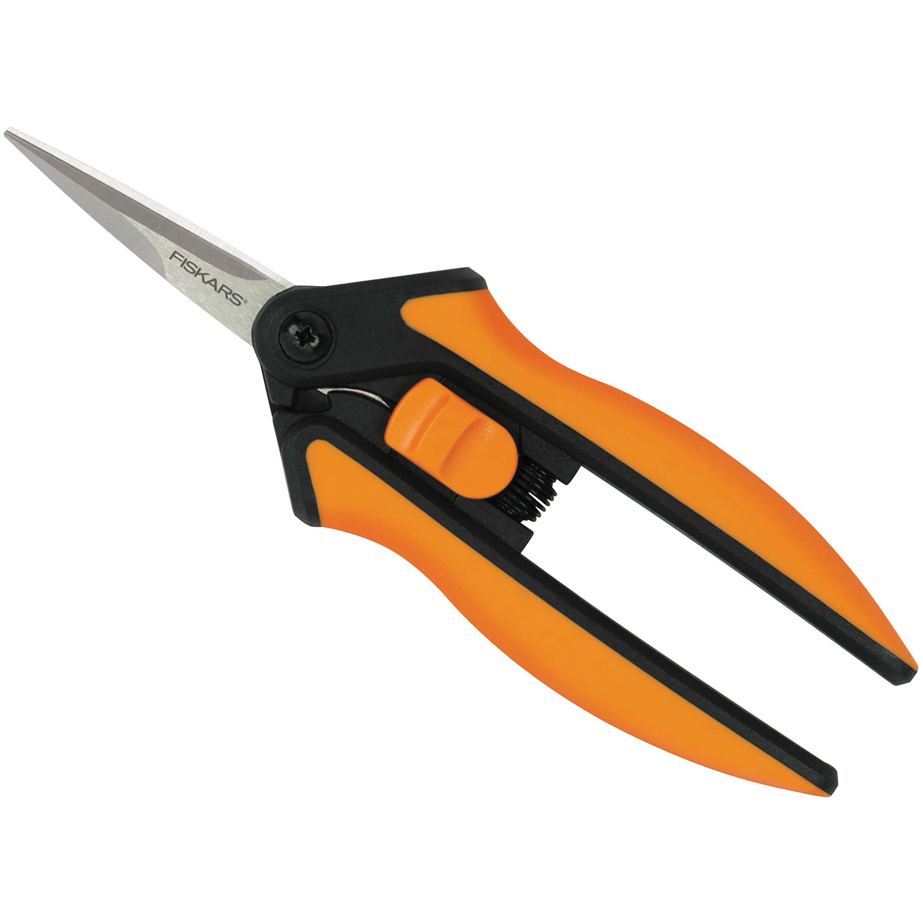 Fiskars Microtip Black & orange Steel Pruning snips (H) 13mm x (W) 81mm ...