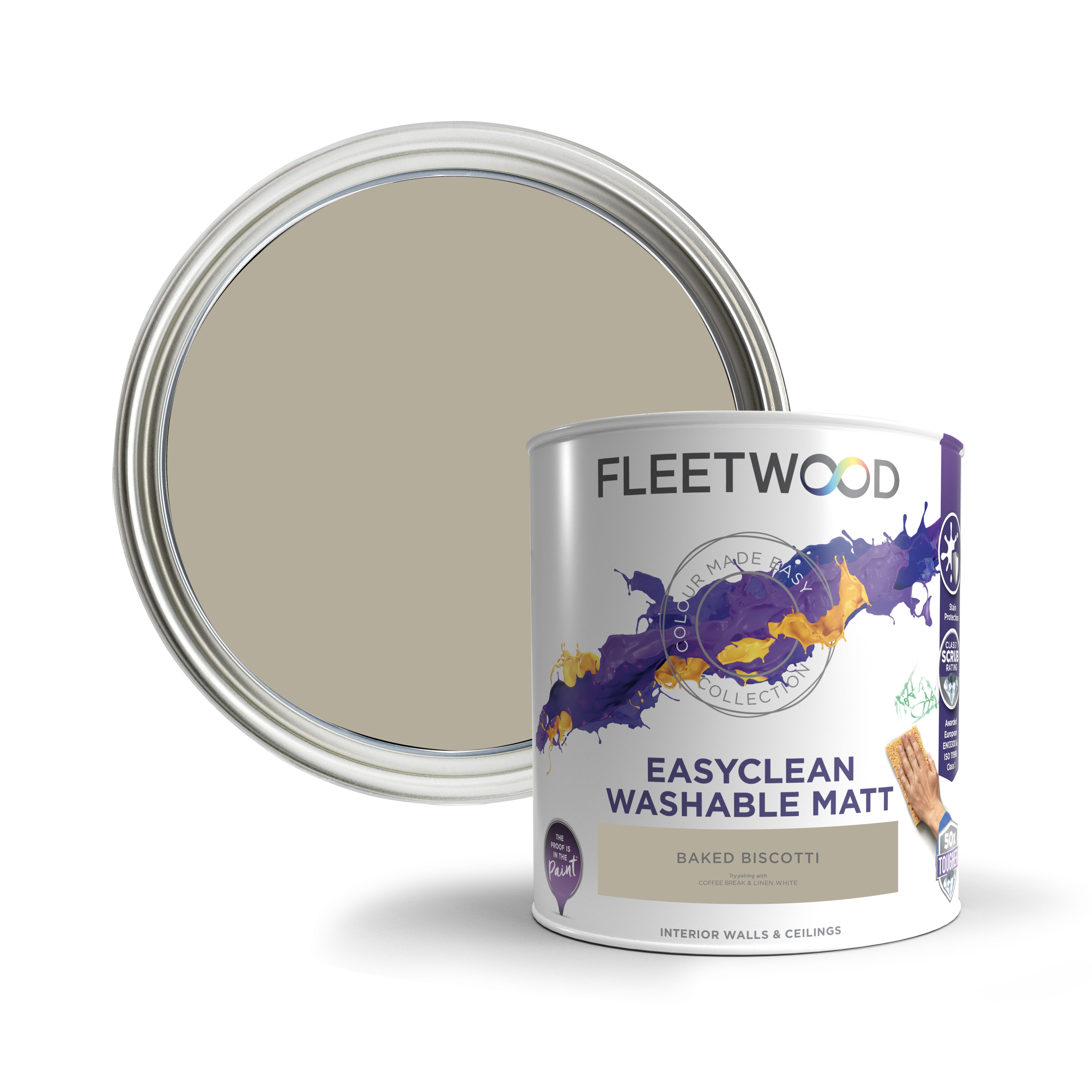 Fleetwood Easyclean Matt Baked Biscotti Matt Emulsion paint, 5L