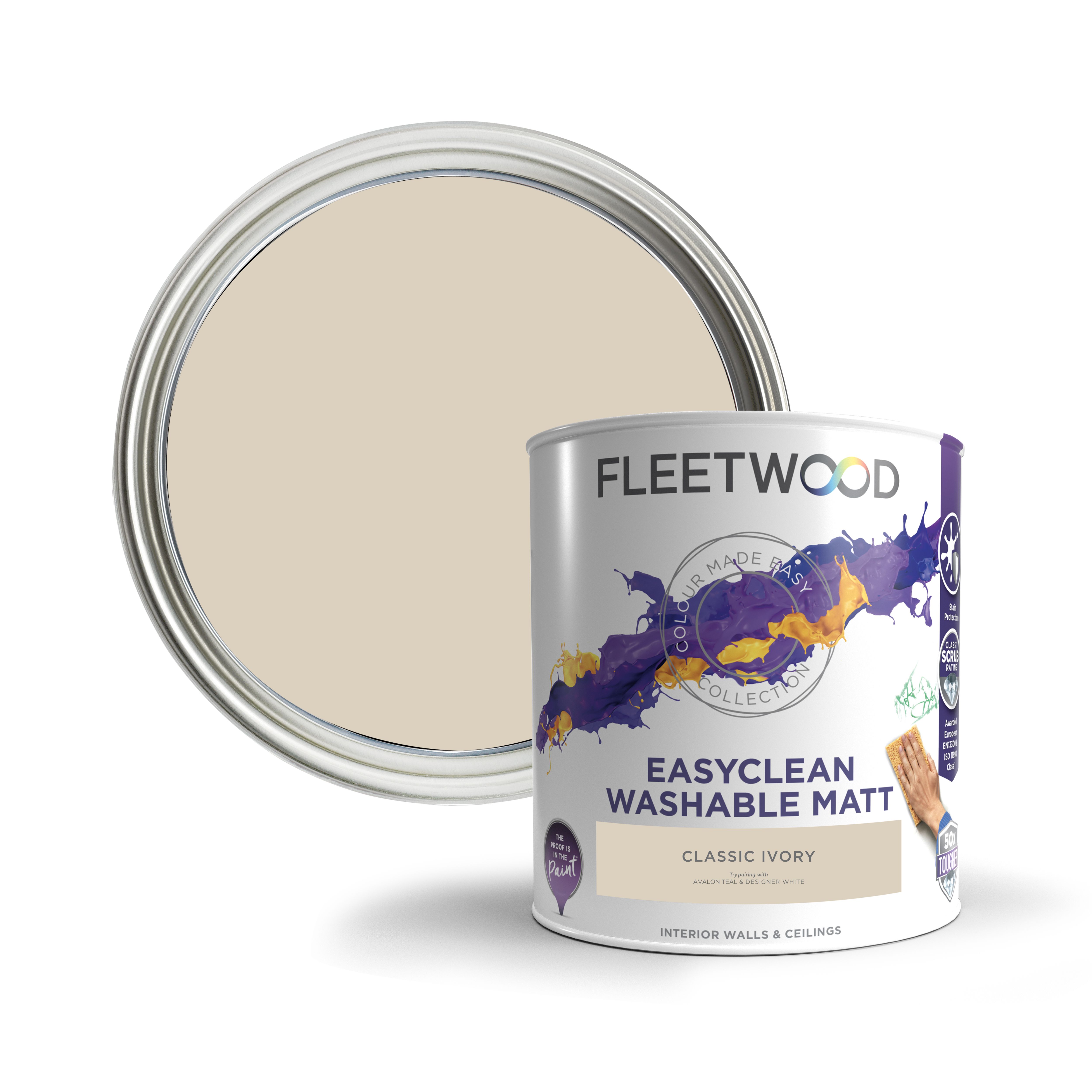 Fleetwood Easyclean Matt Classic Ivory Matt Emulsion paint, 5L | DIY at B&Q