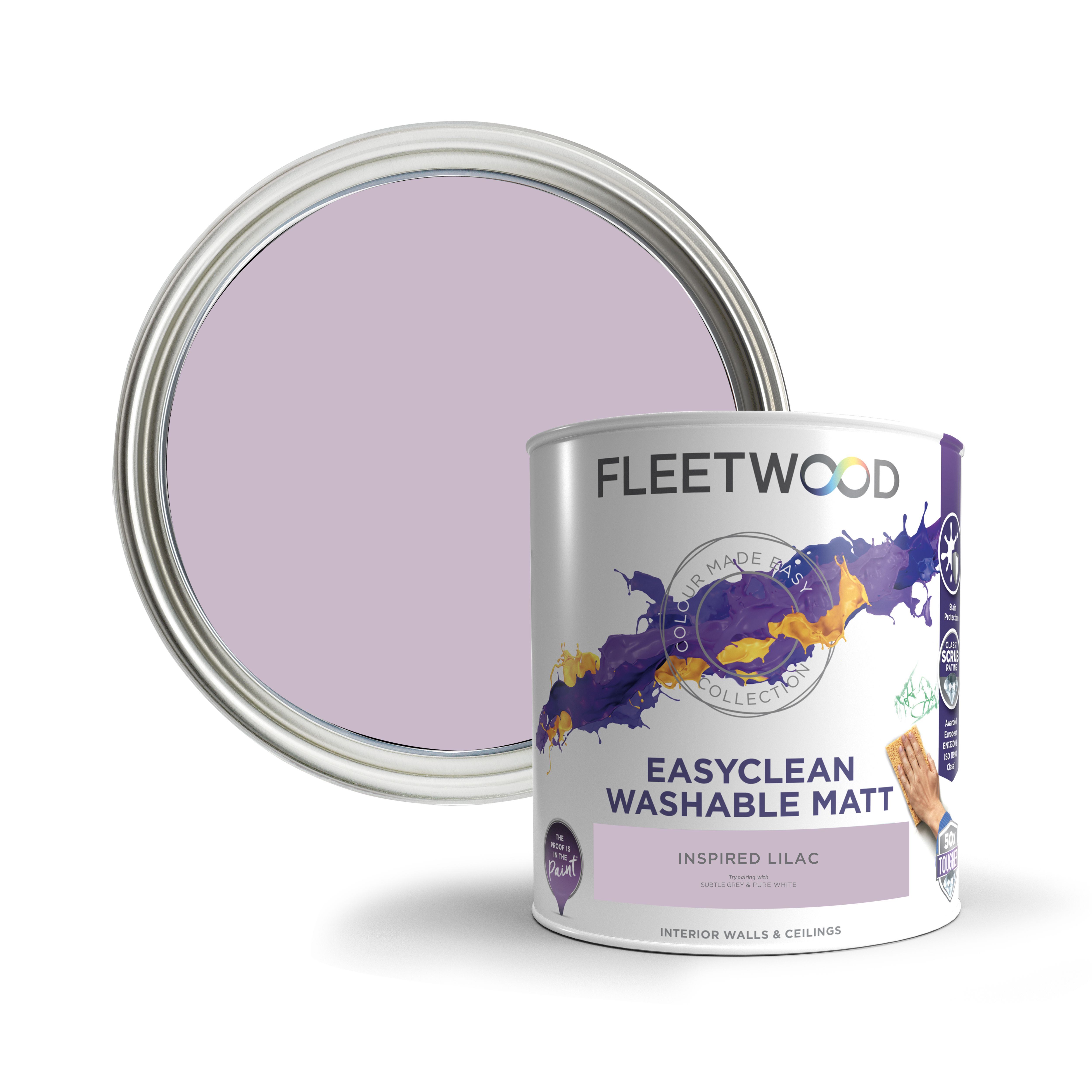Fleetwood Easyclean Matt Inspired Lilac Emulsion paint, 5L | DIY at B&Q