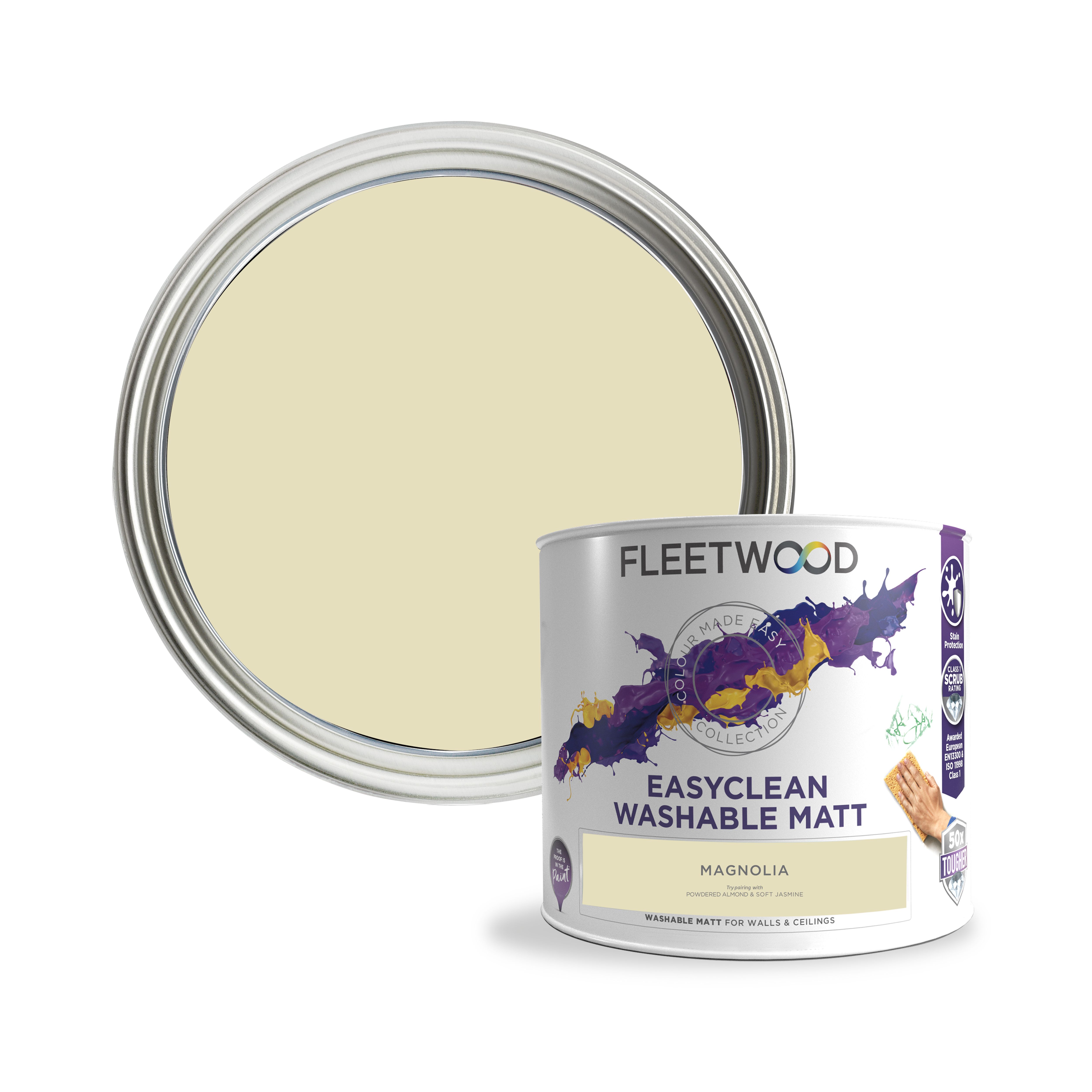 Fleetwood Easyclean Matt Magnolia Matt Emulsion paint, 2.5L