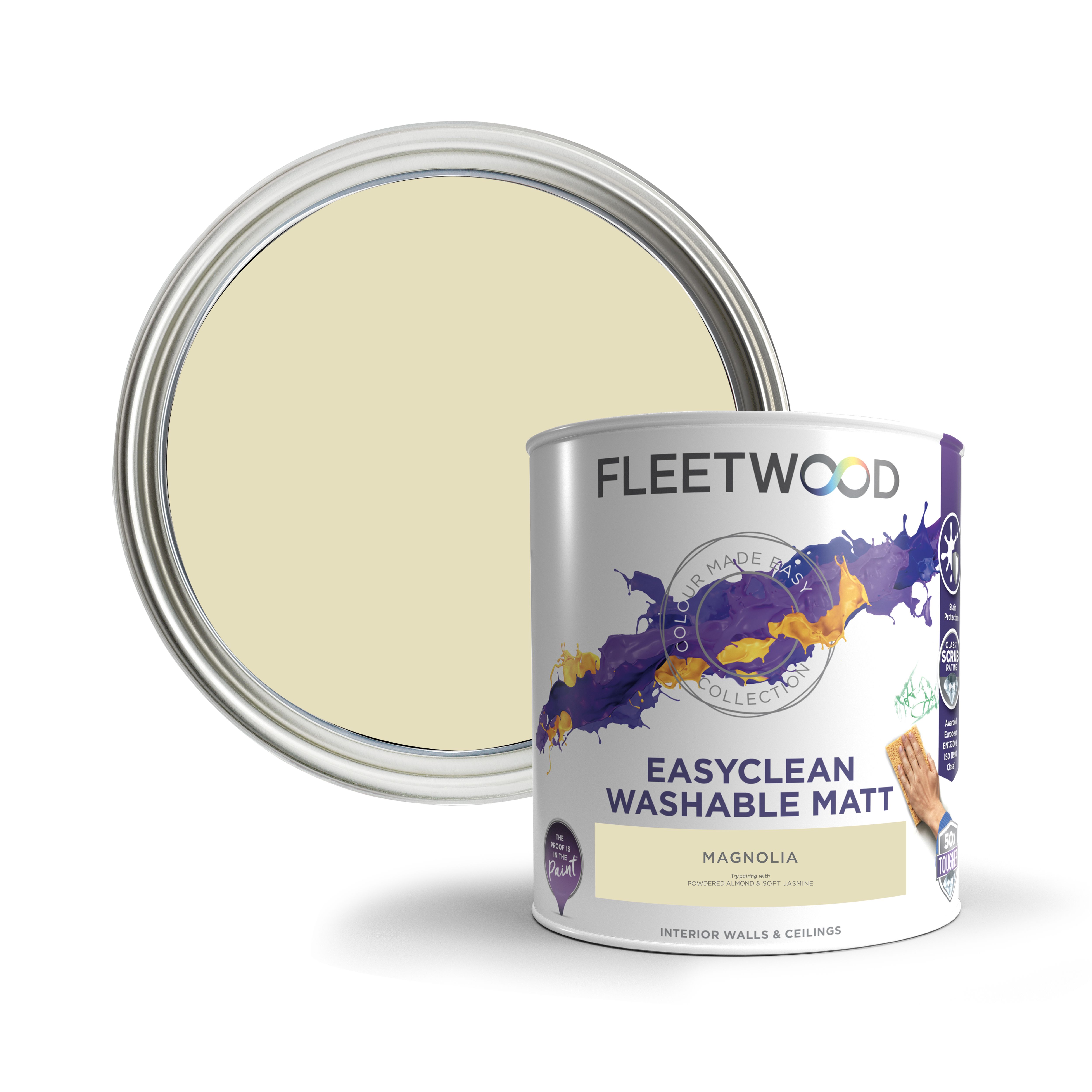 Fleetwood Easyclean Matt Magnolia Matt Emulsion paint, 5L