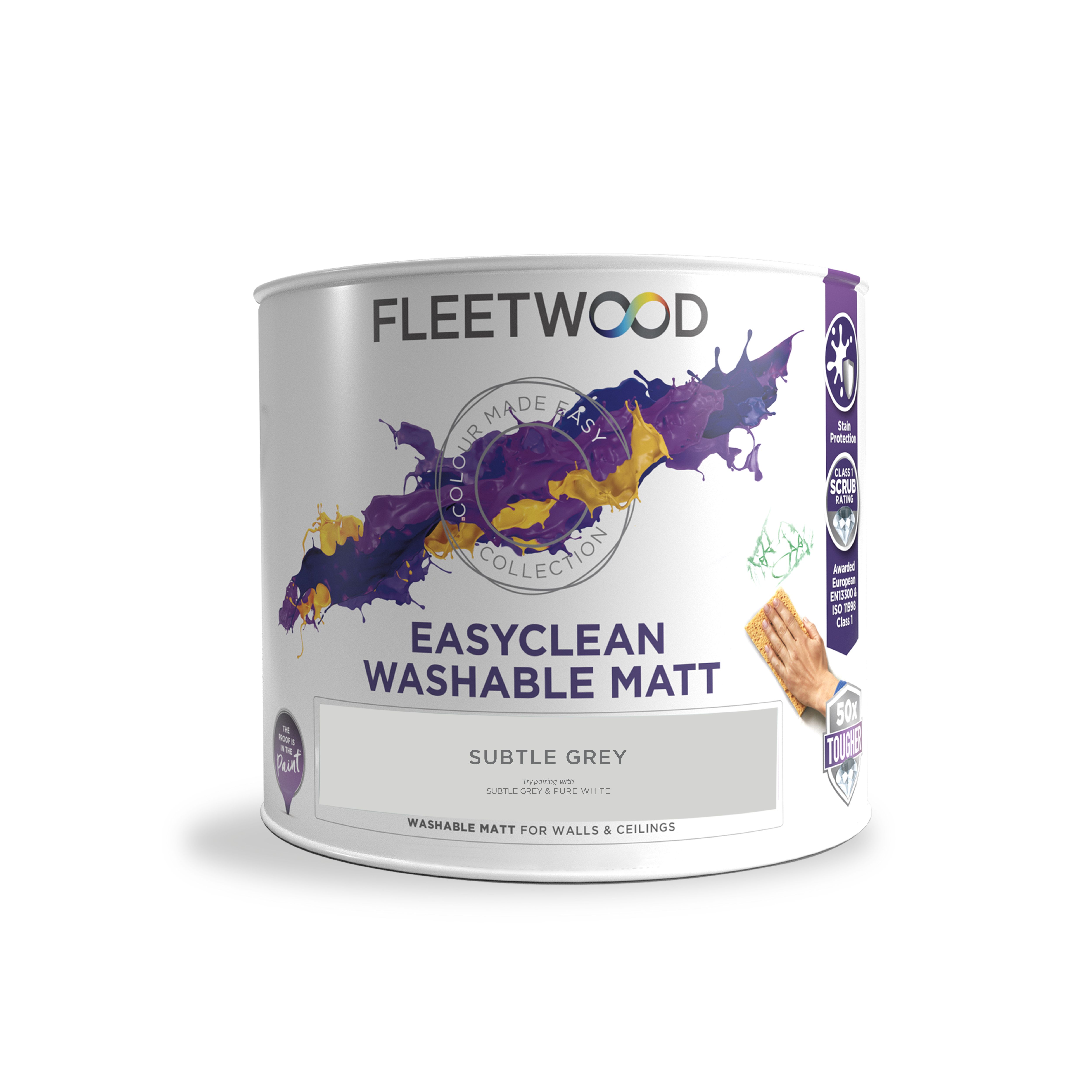 Fleetwood Easyclean Matt Subtle Grey Matt Emulsion paint, 2.5L | DIY at B&Q