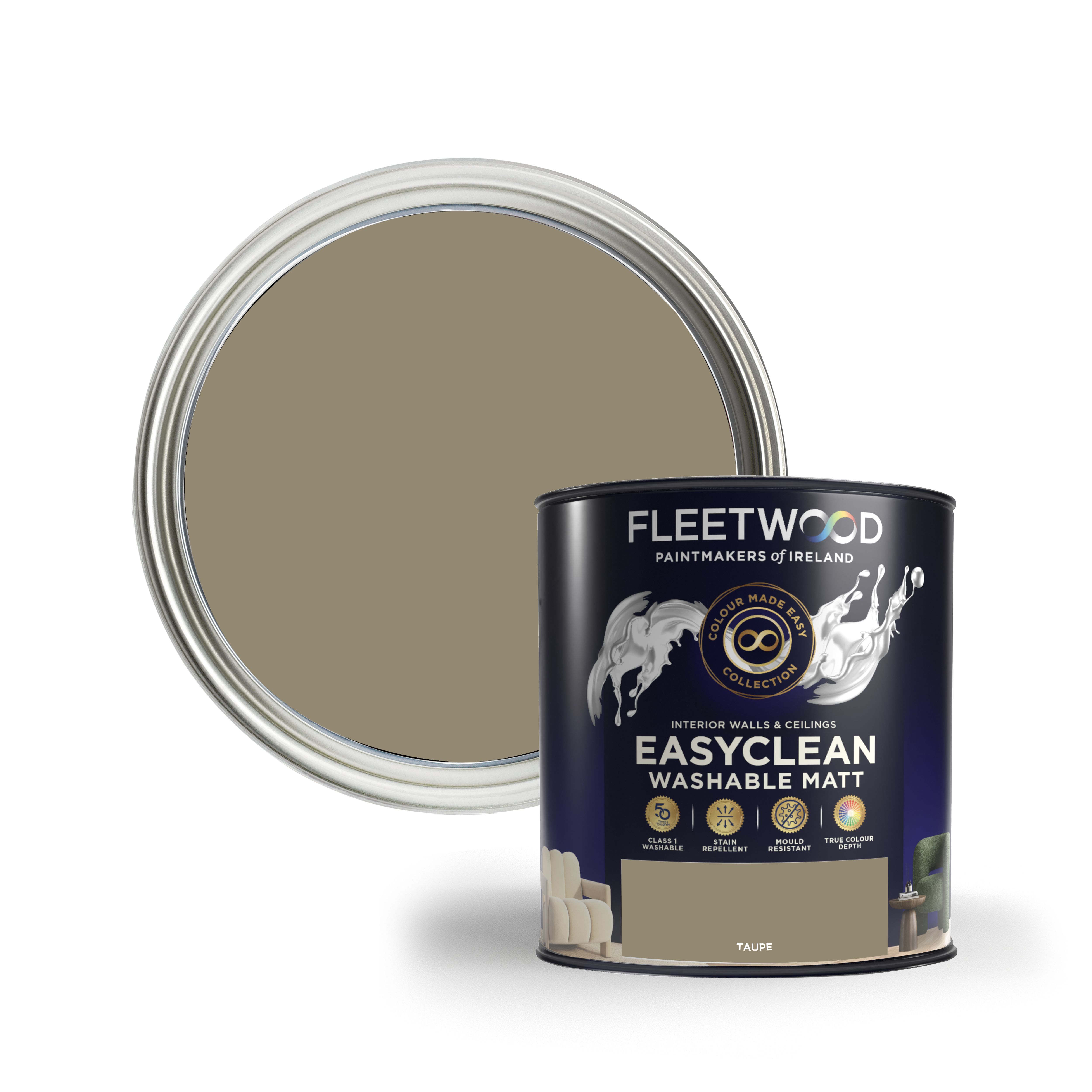 Fleetwood Matt Taupe Flat matt Wall & ceiling Emulsion paint, 5L