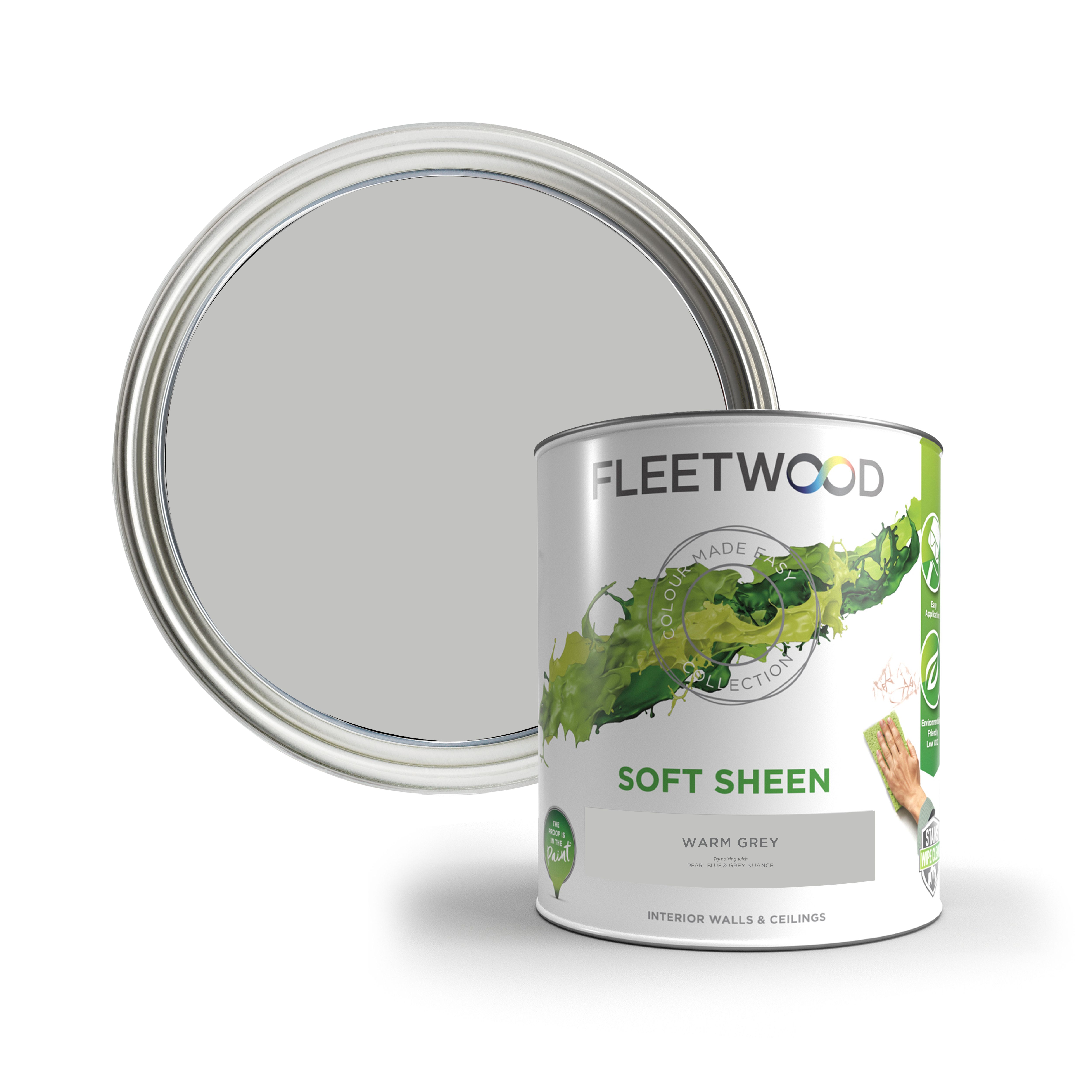 Fleetwood Warm Grey Soft sheen Emulsion paint, 5L