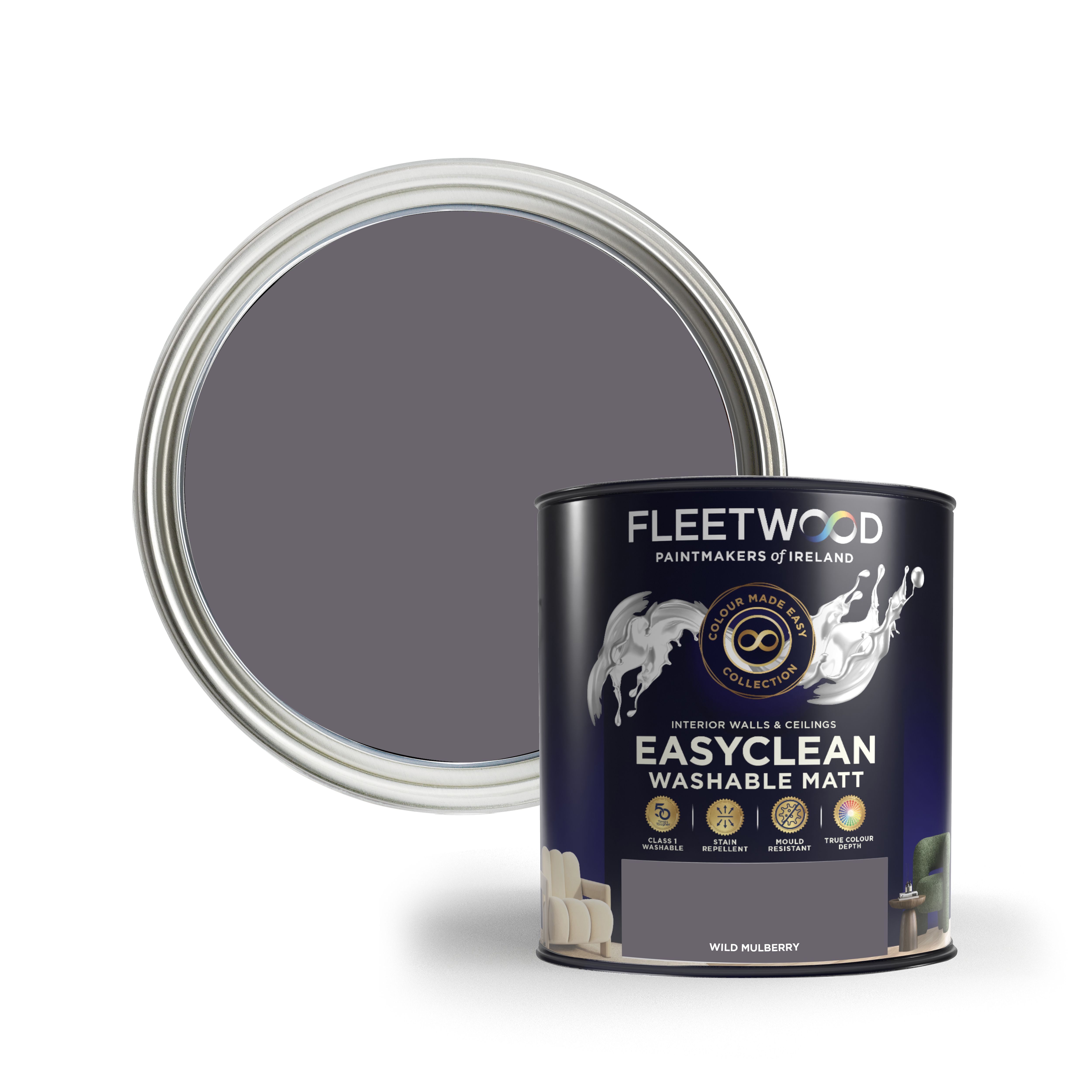 Fleetwood Wild Mulberry Flat matt Wall & ceiling Emulsion paint, 5L