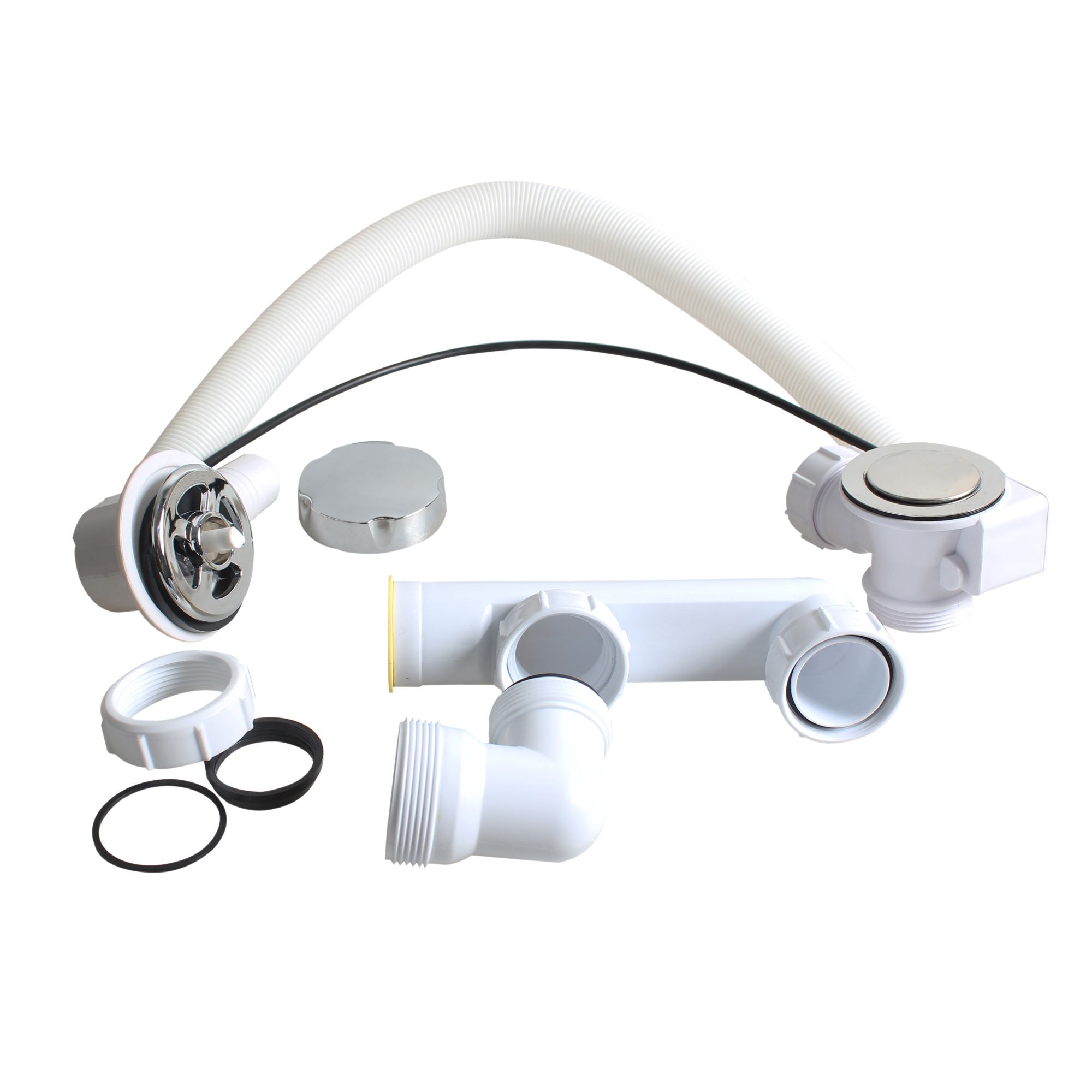 Flomasta Bath Waste & trap kit (Dia)70mm - White 600mm