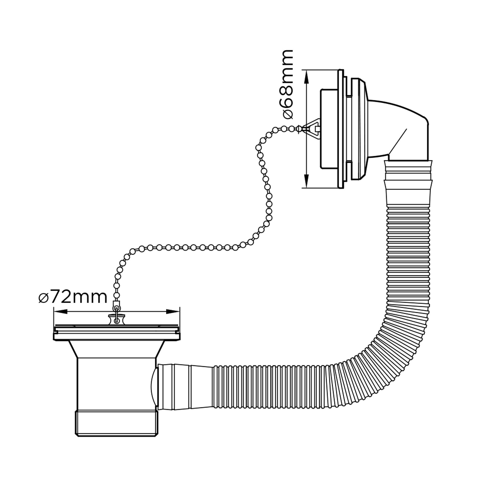Flomasta Chrome effect Plastic & stainless steel 62mm Plug & chain ...