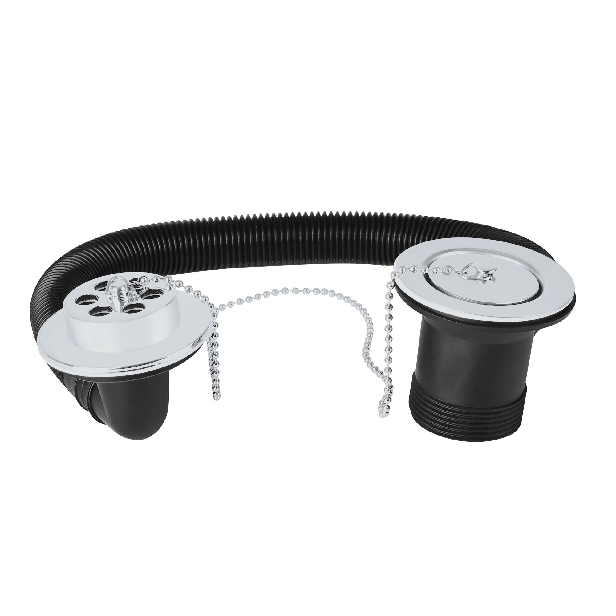 Flomasta Chrome effect Plastic & stainless steel 62mm Plug & chain ...