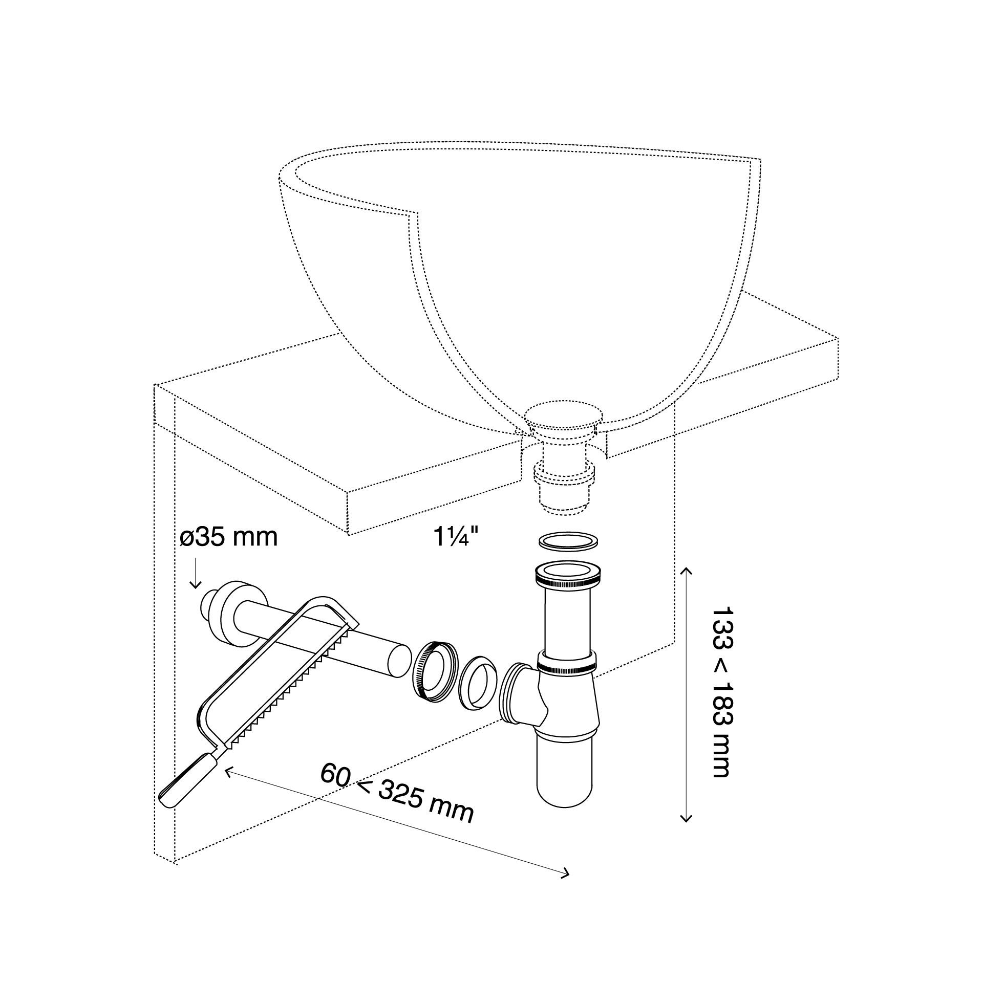 Flomasta Chrome-plated Standard Adjustable height Bottle Basin Trap ...