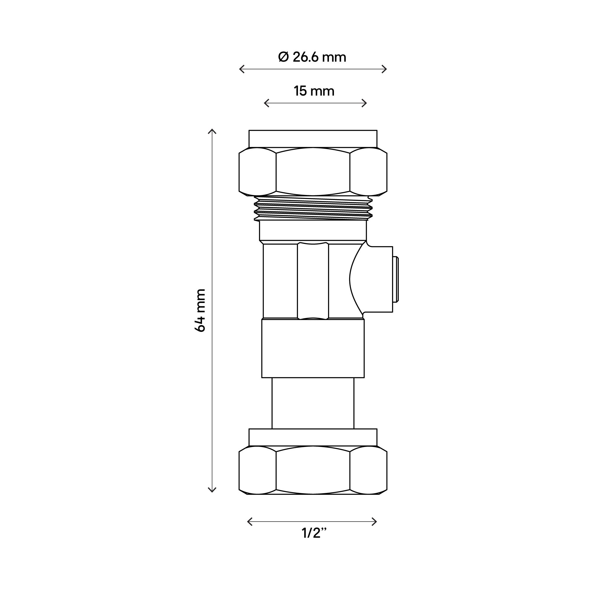 Flomasta Compression Straight Service Valve (Dia)15mm ½"