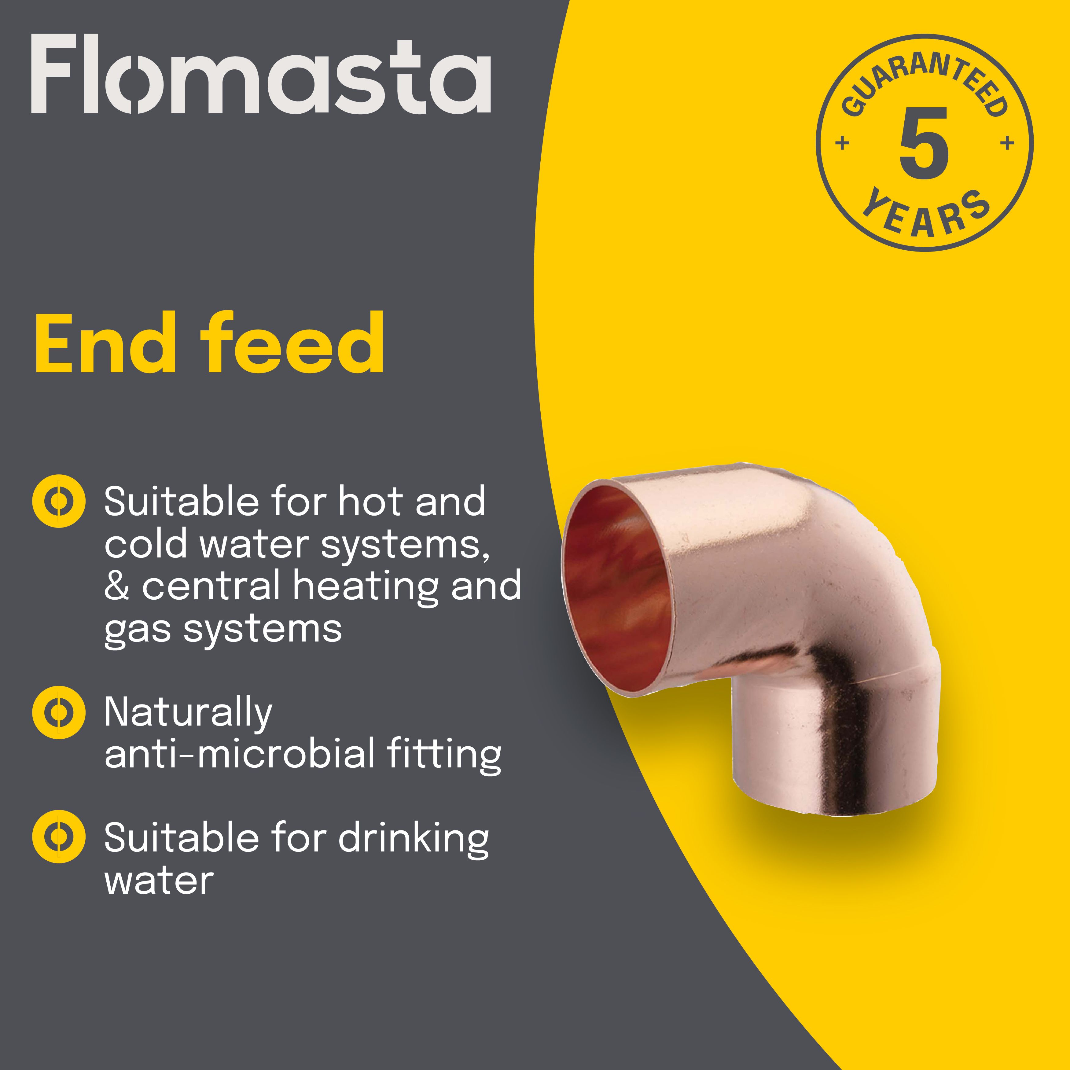Flomasta End feed 90° Equal Street Pipe elbow (Dia)15mm, Pack of 2