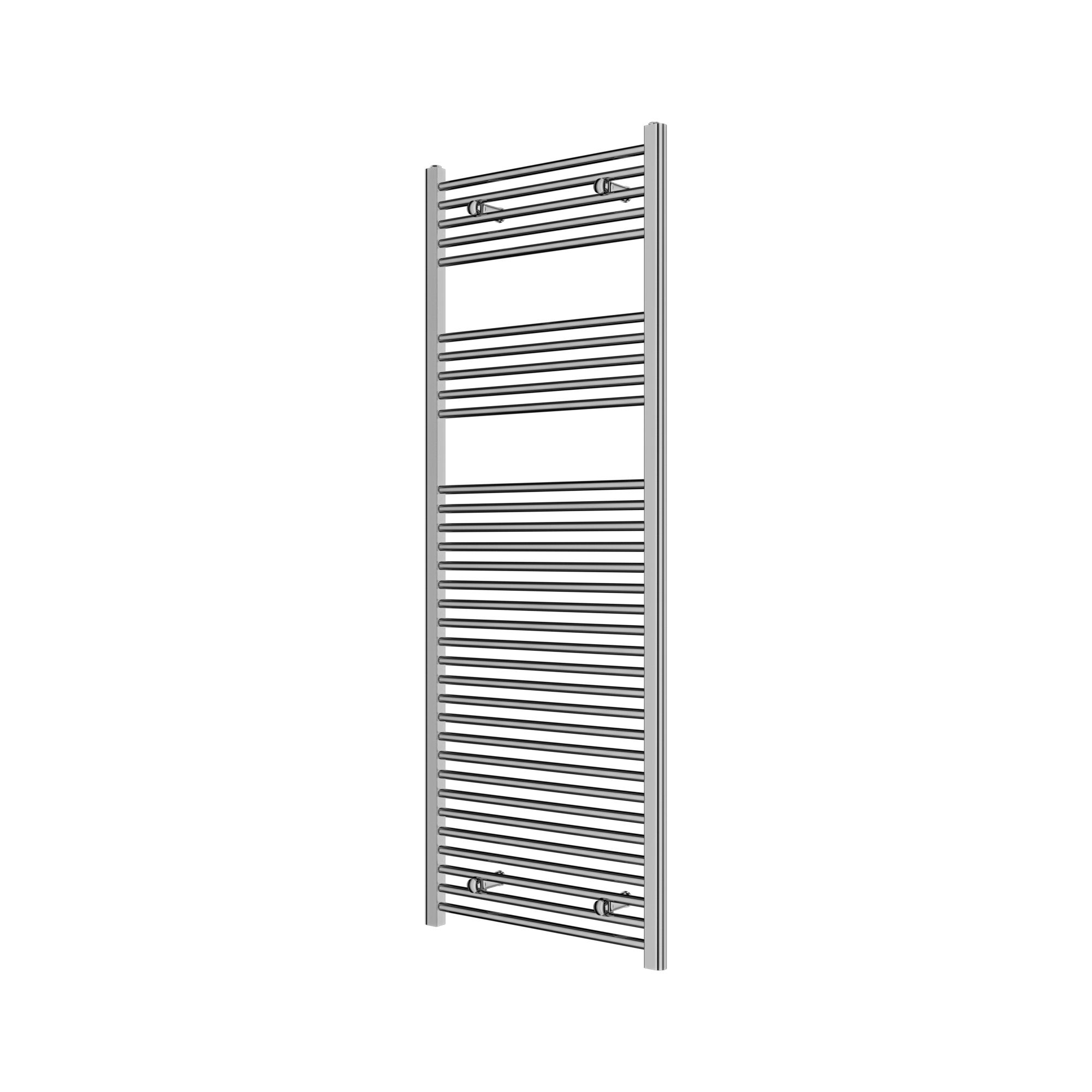 Flomasta Flat Chrome effect Vertical Towel radiator (W)600mm x (H ...