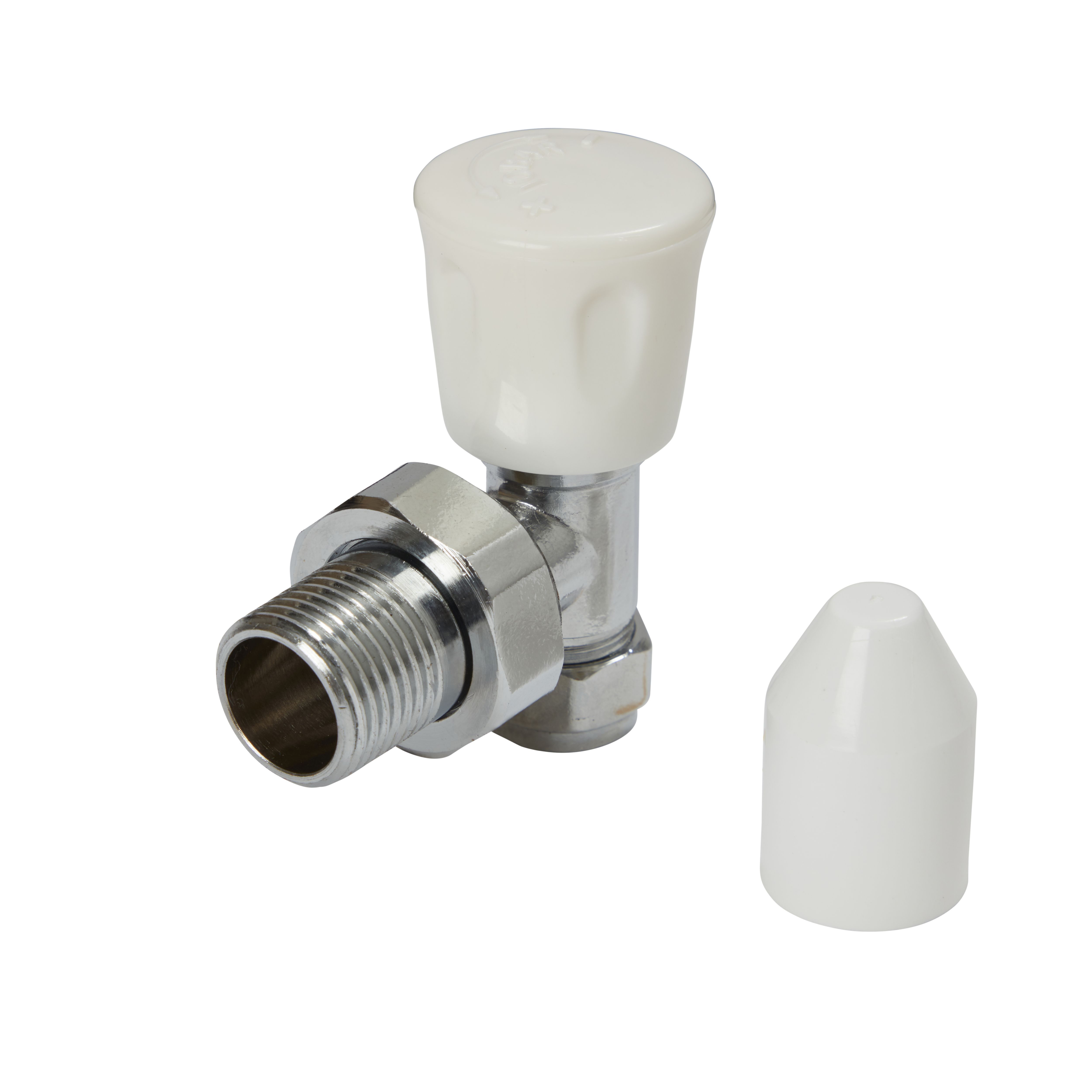 Flomasta Gloss chrome effect Angled Manual Radiator valve, (Dia)10mm ...